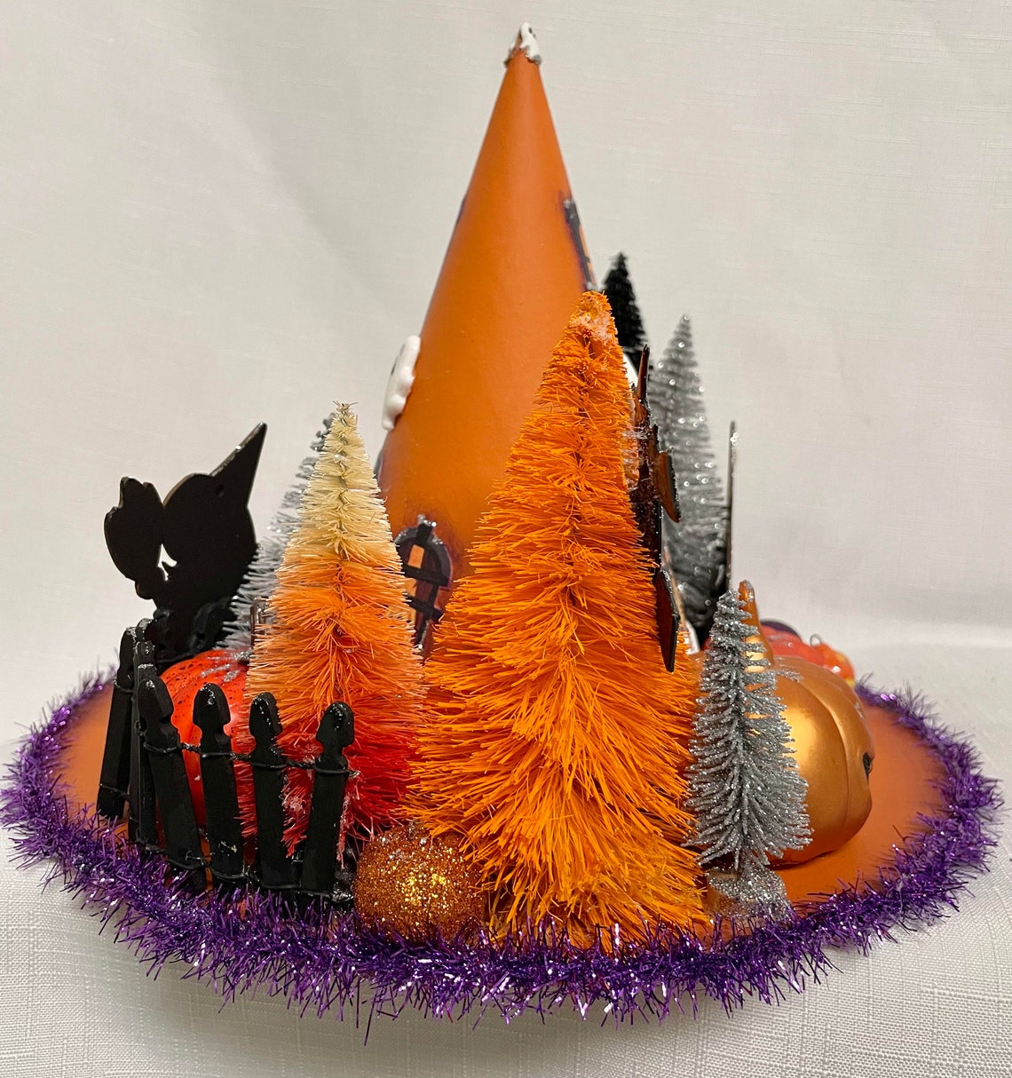 Vintage Look Halloween Witch Hat House Glitter House With - Etsy