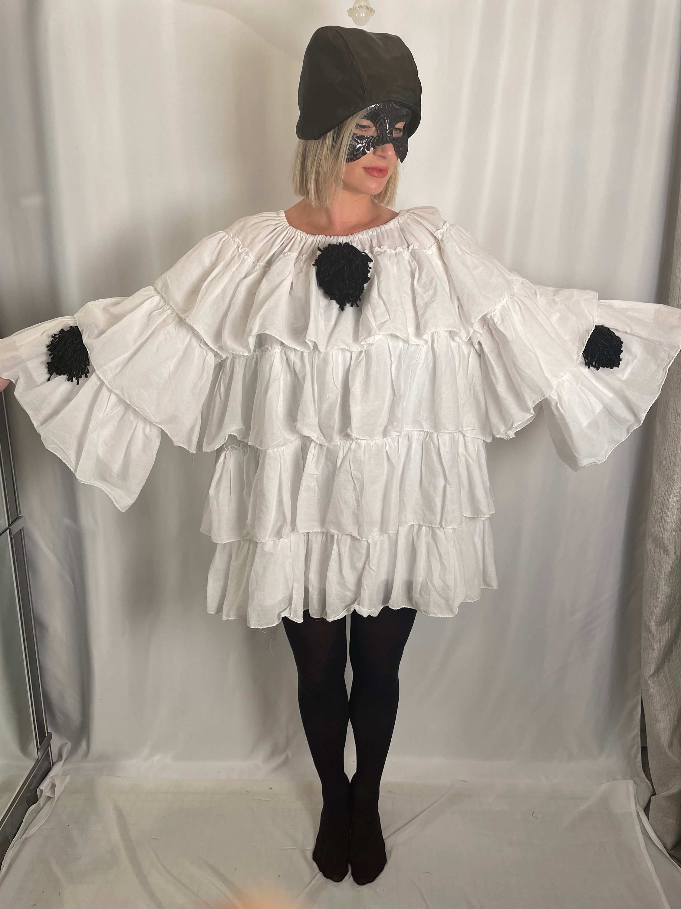Black and White French Pierrot Clown Costume - Etsy