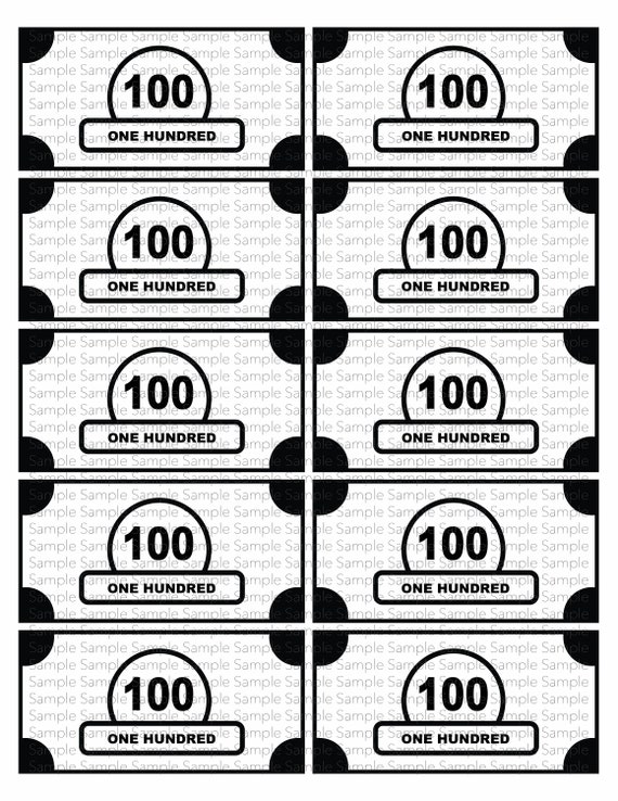 Black And White Play Money Template