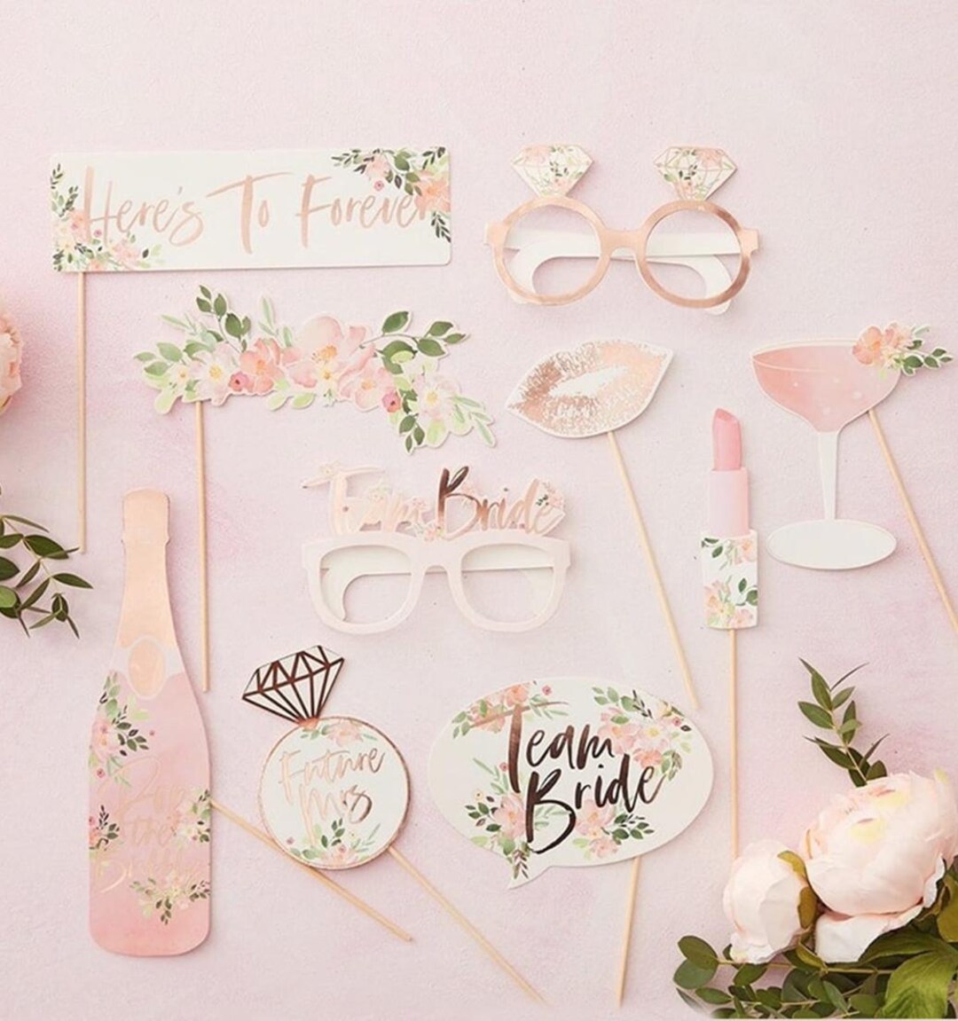 Hen Party Photo Props, Team Bride Photo Props, Floral Bridal Shower ...