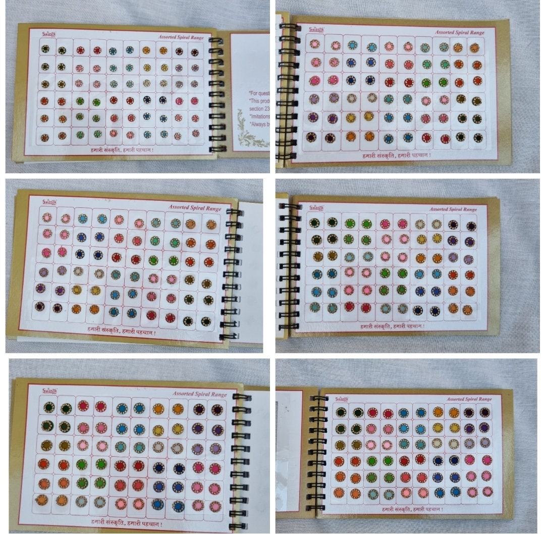 300 Bindis, Bindi Book, Sprial Bound Book, Indian Body Jewellery, Gems, Face Gems, Festival ...