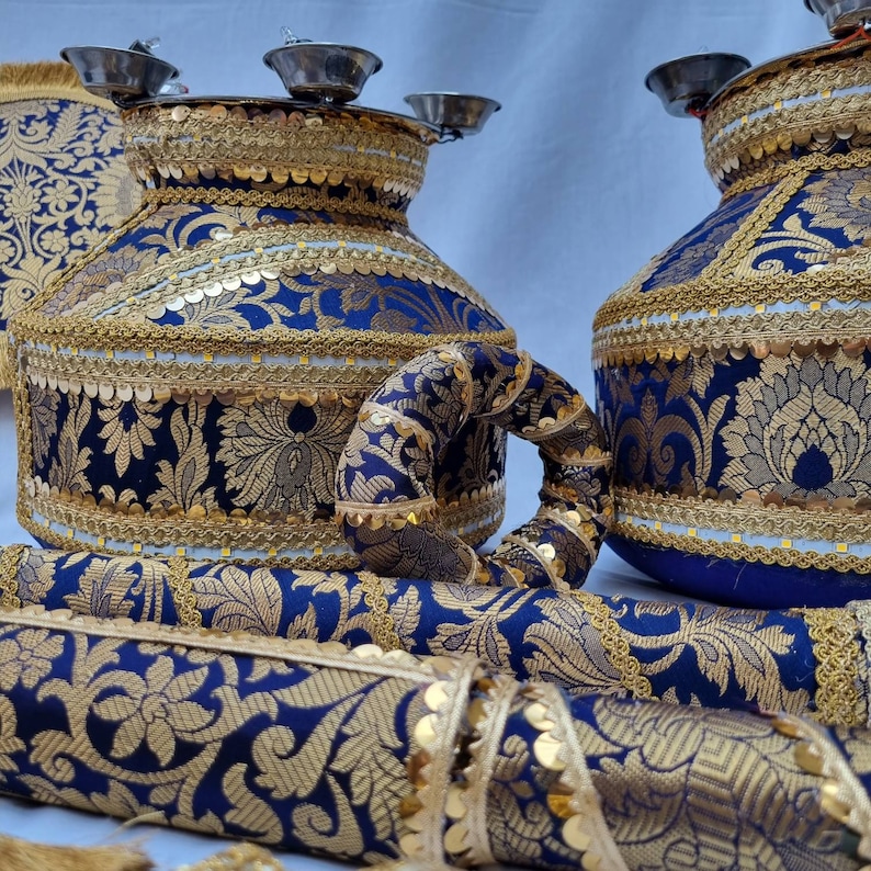 Handmade Navy Brocade Jago Set, Punjabi Wedding Decor - Etsy UK