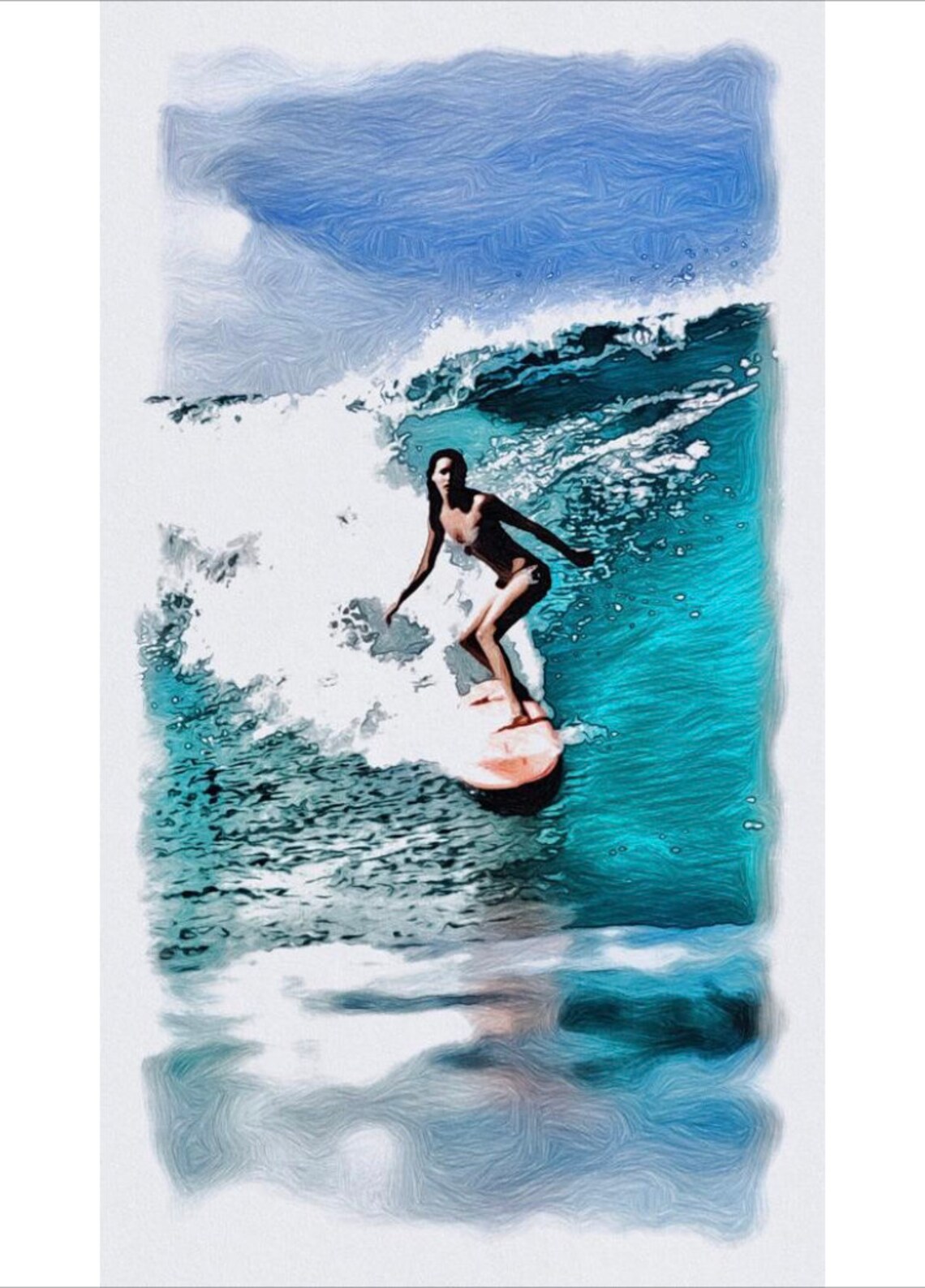 Surfing Portrait Custom Surfing Portrait from your Photo | Etsy