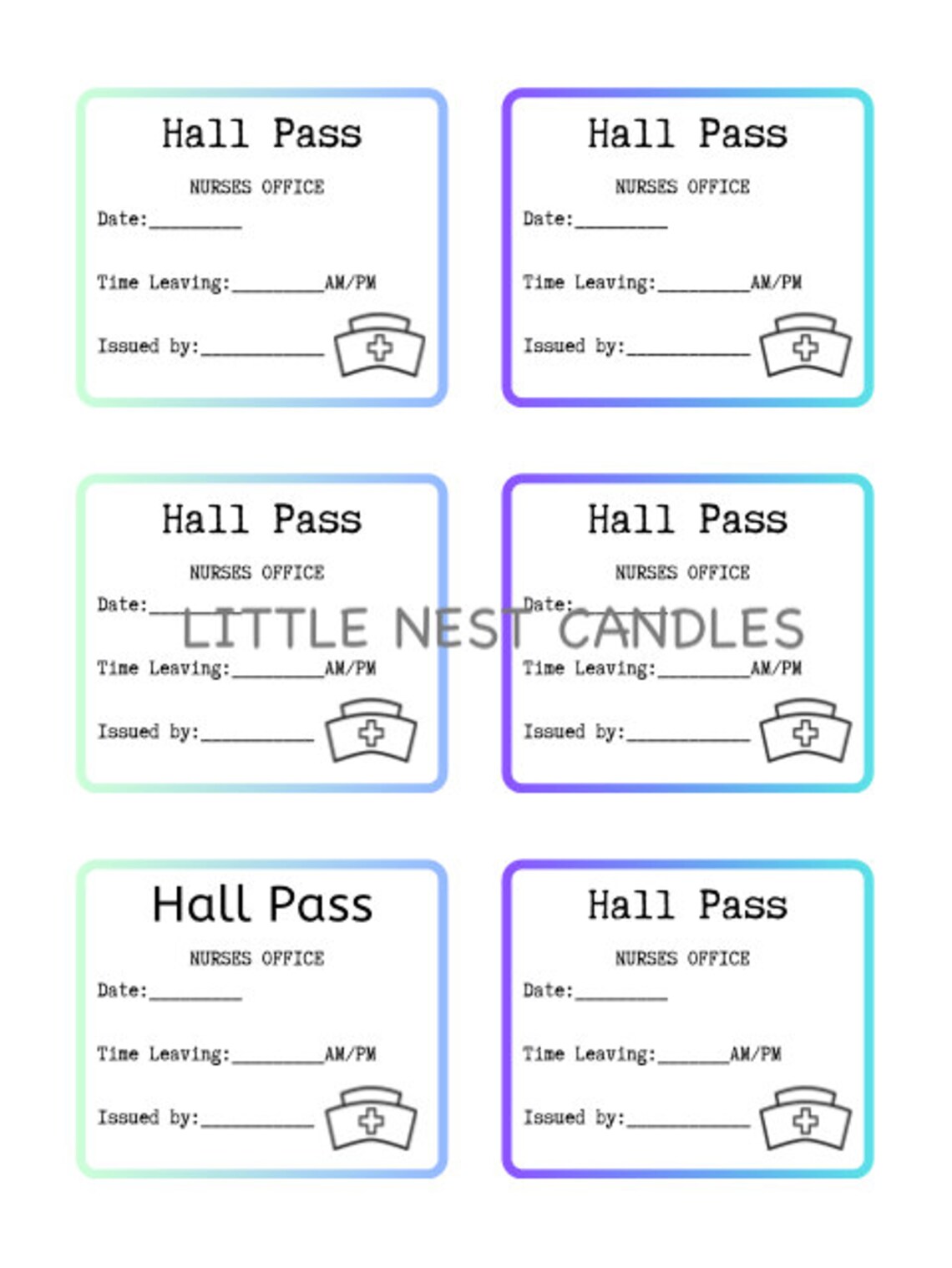 Nurse's Office Hall Pass - Etsy