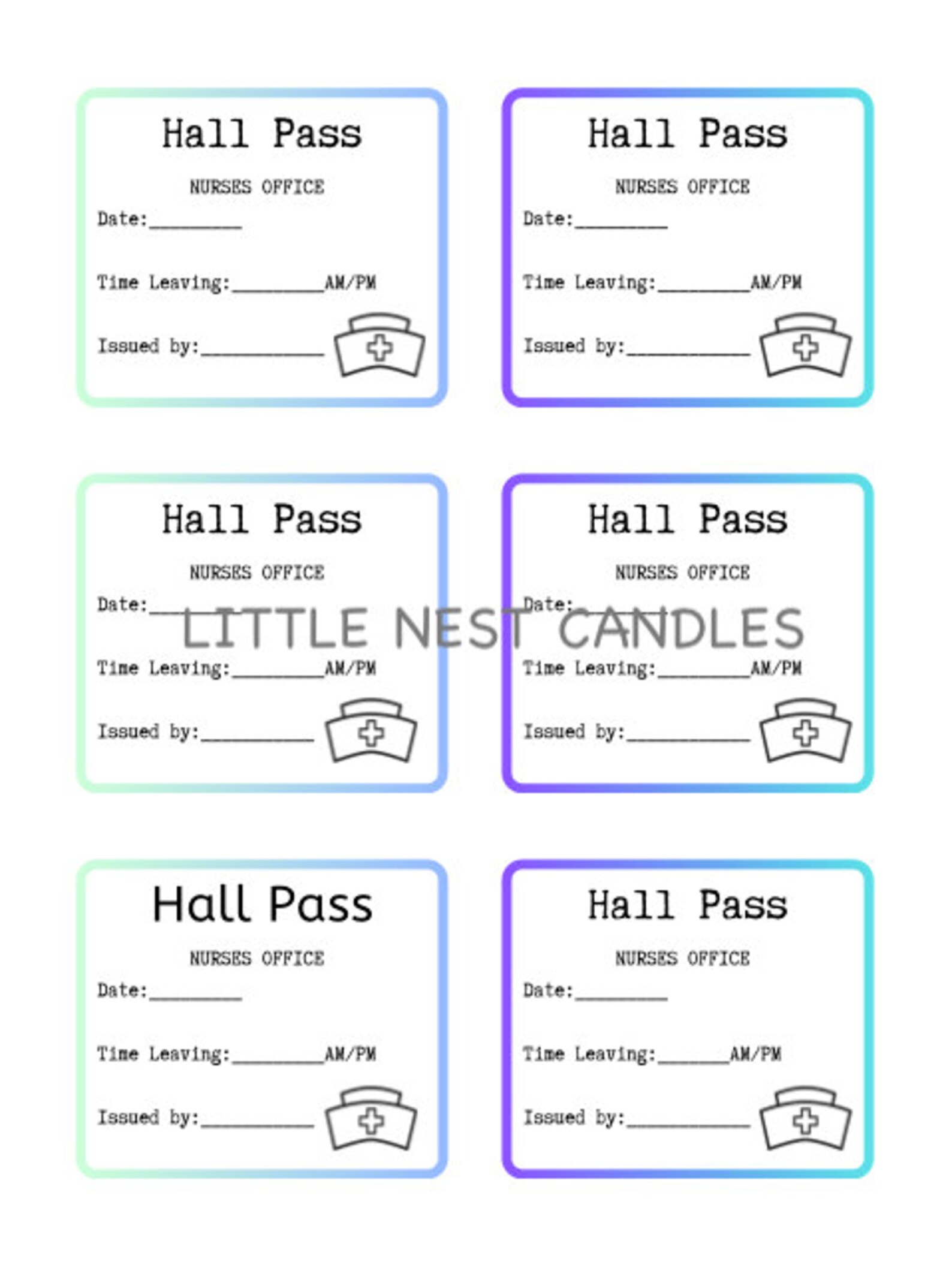 Nurse's Office Hall Pass - Etsy