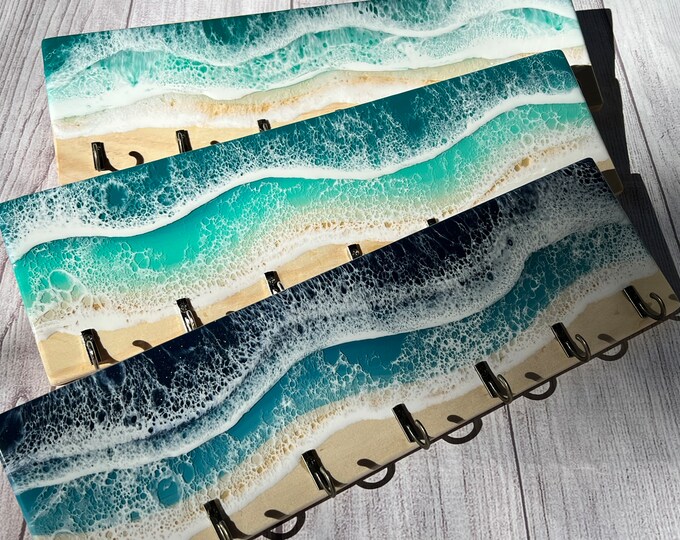Large Wood Ocean Wave Art Key/leash Holder Beach Waves - Etsy