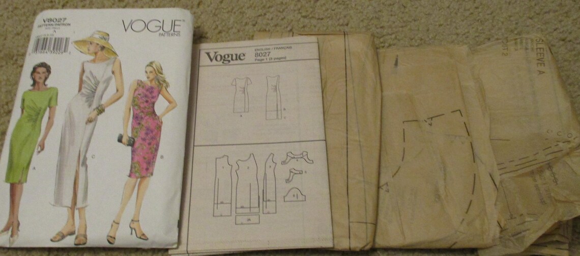 Vogue Women's Sewing Pattern V8027 Size A 6-8-10 Dress - Etsy