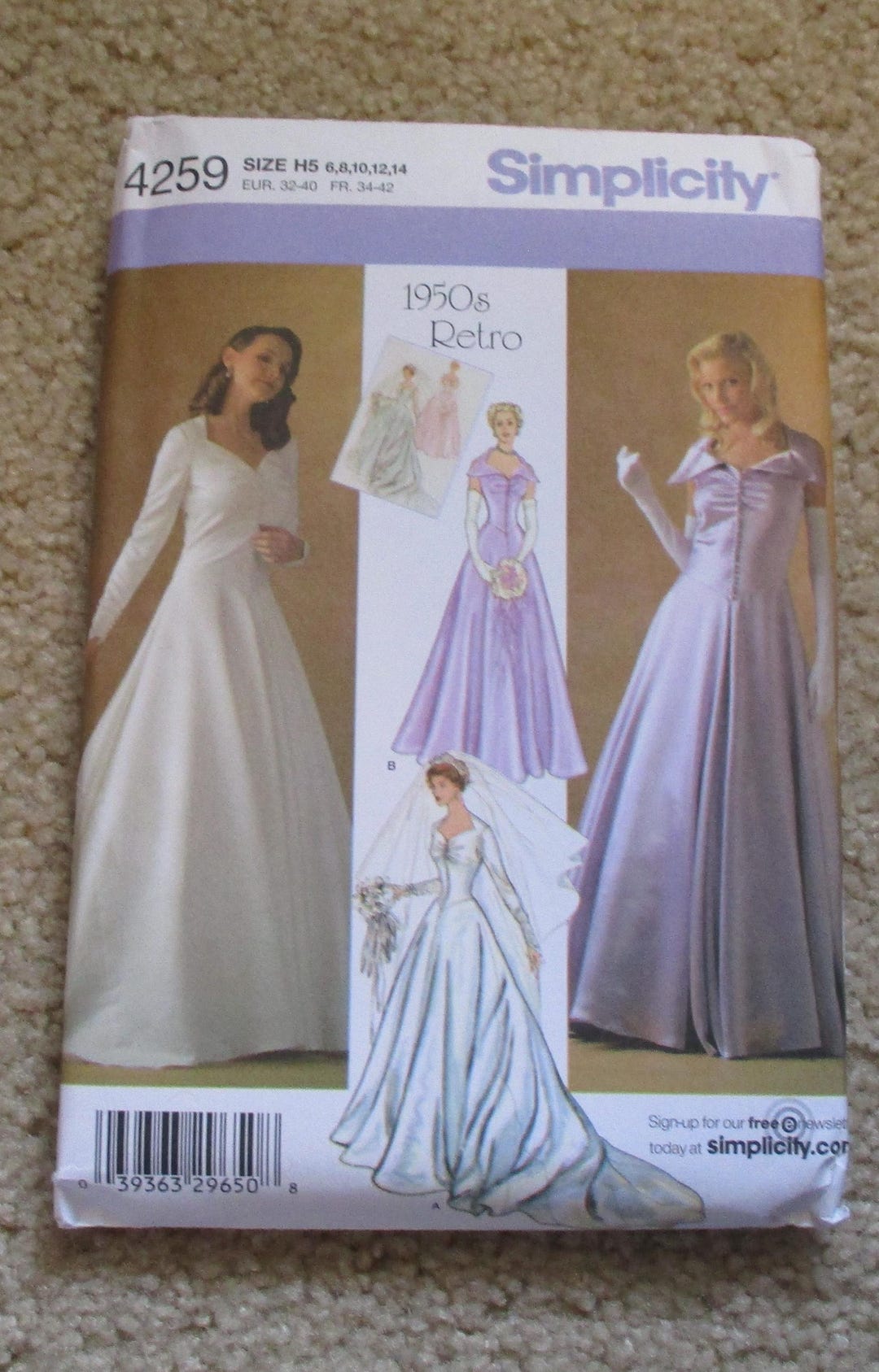 Simplicity Women's Sewing Pattern 4259, 1950s Retro, Wedding or Evening ...