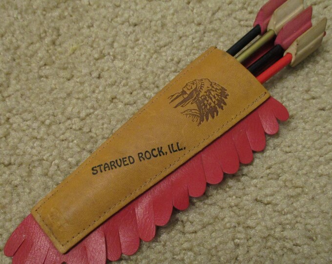 Vintage Souvenir Leather Indian Quiver With Arrows (that Are Pencils ...