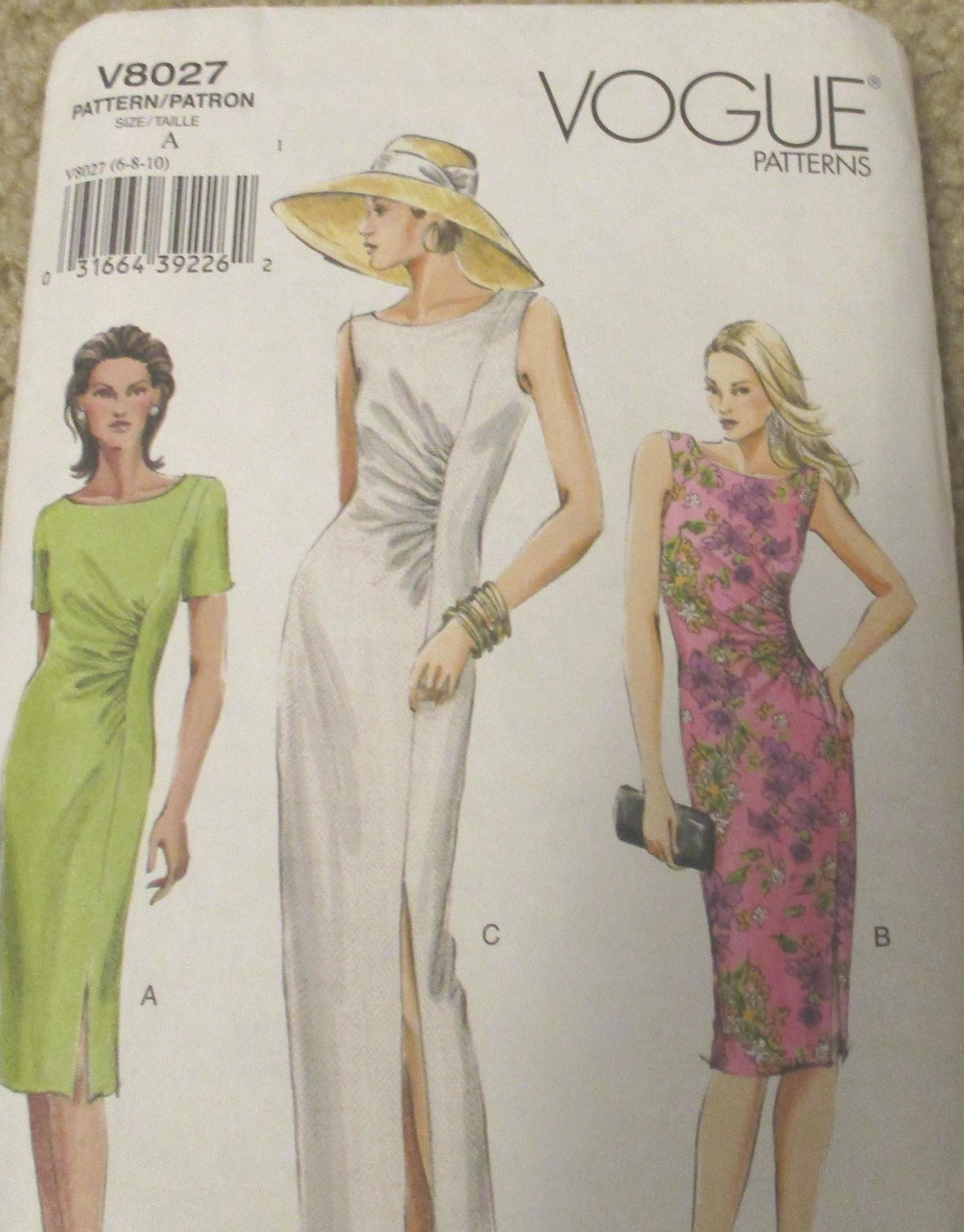 Vogue Women's Sewing Pattern V8027 Size A 6-8-10 Dress - Etsy