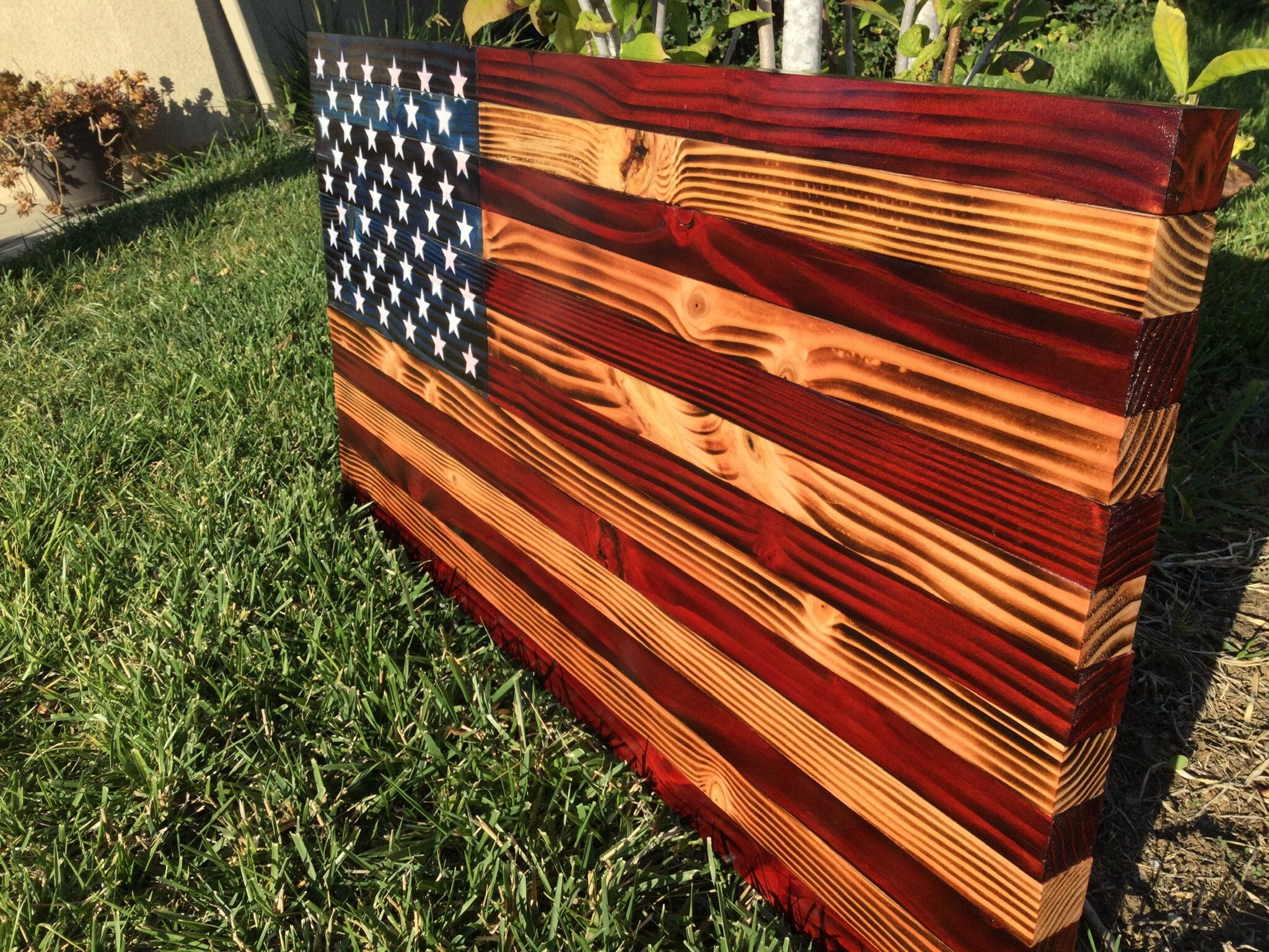 Rustic Wood US Flag. Veteran Made. Awesome Gift for Birthday ...