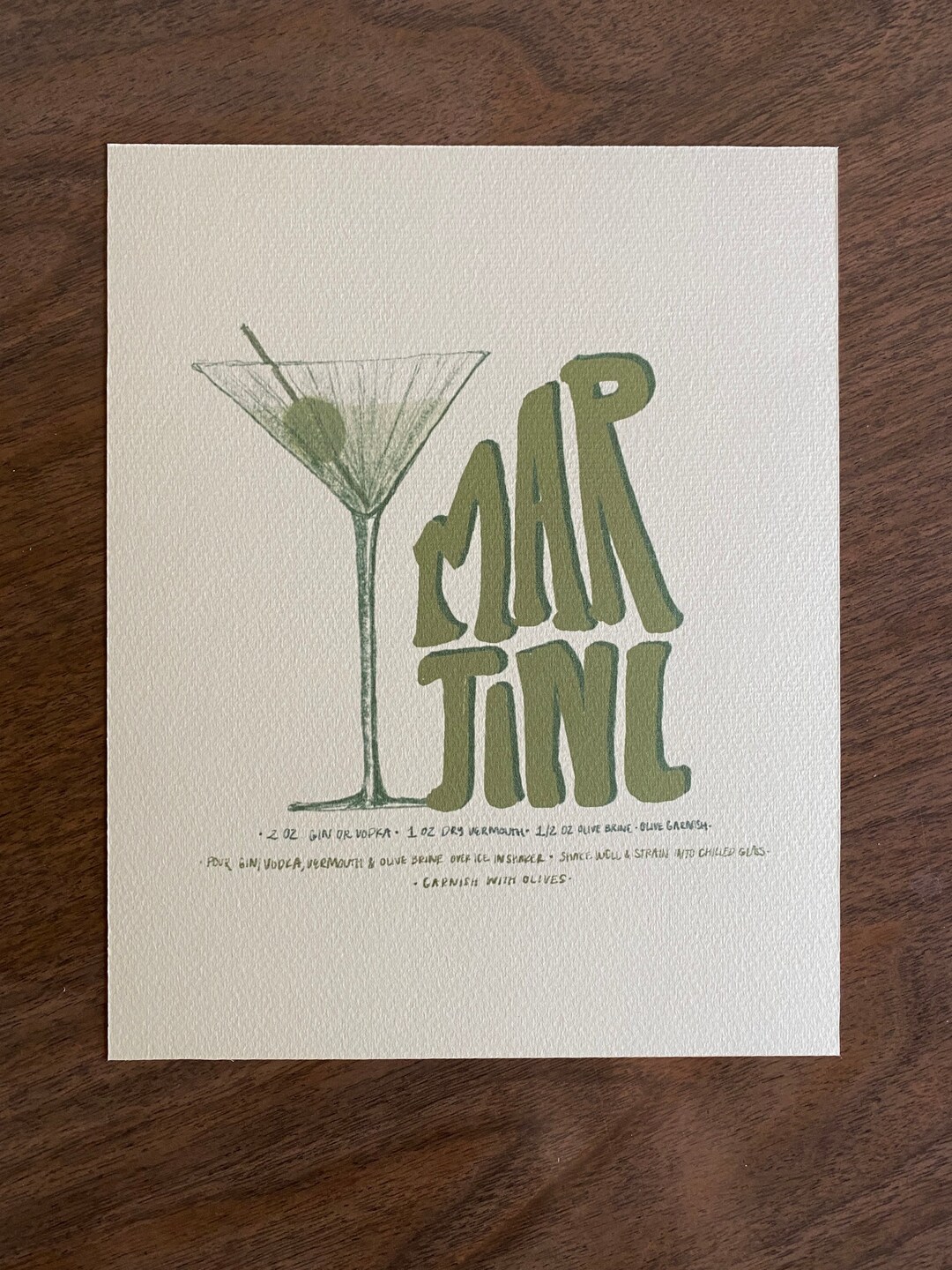 Martini | Cocktail Drawing | Art Print | Bar Art - Etsy