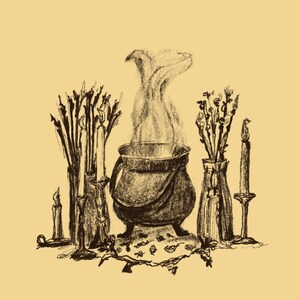 Witches Brew Pencil Drawing Art Print Spooky Sketch Witch Art - Etsy Canada