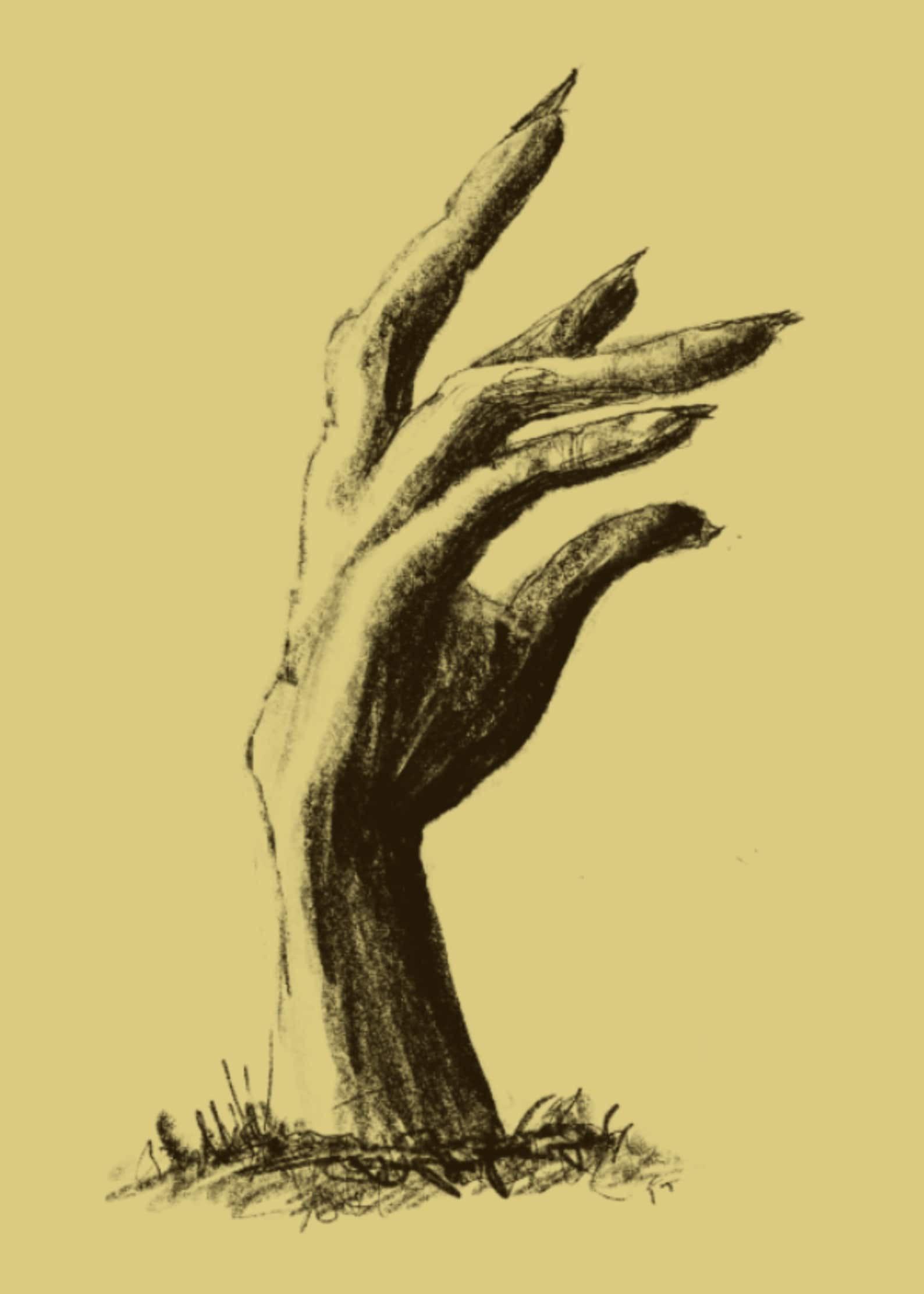 Buried Hand | Pencil Drawing | Art Print | Spooky Art - Etsy