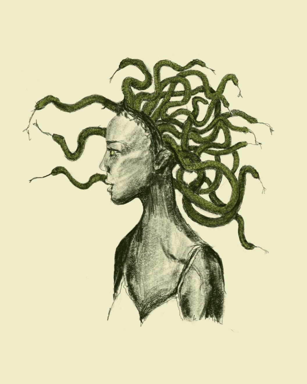 Medusa Portrait | Pencil Drawing | Art Print | Mythology Art | Ancient ...
