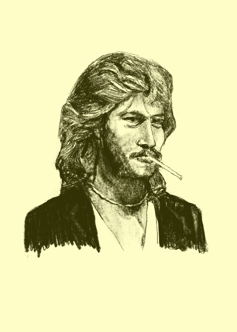 Barry Gibb Portrait Pencil Drawing Art Print Bee Gees - Etsy