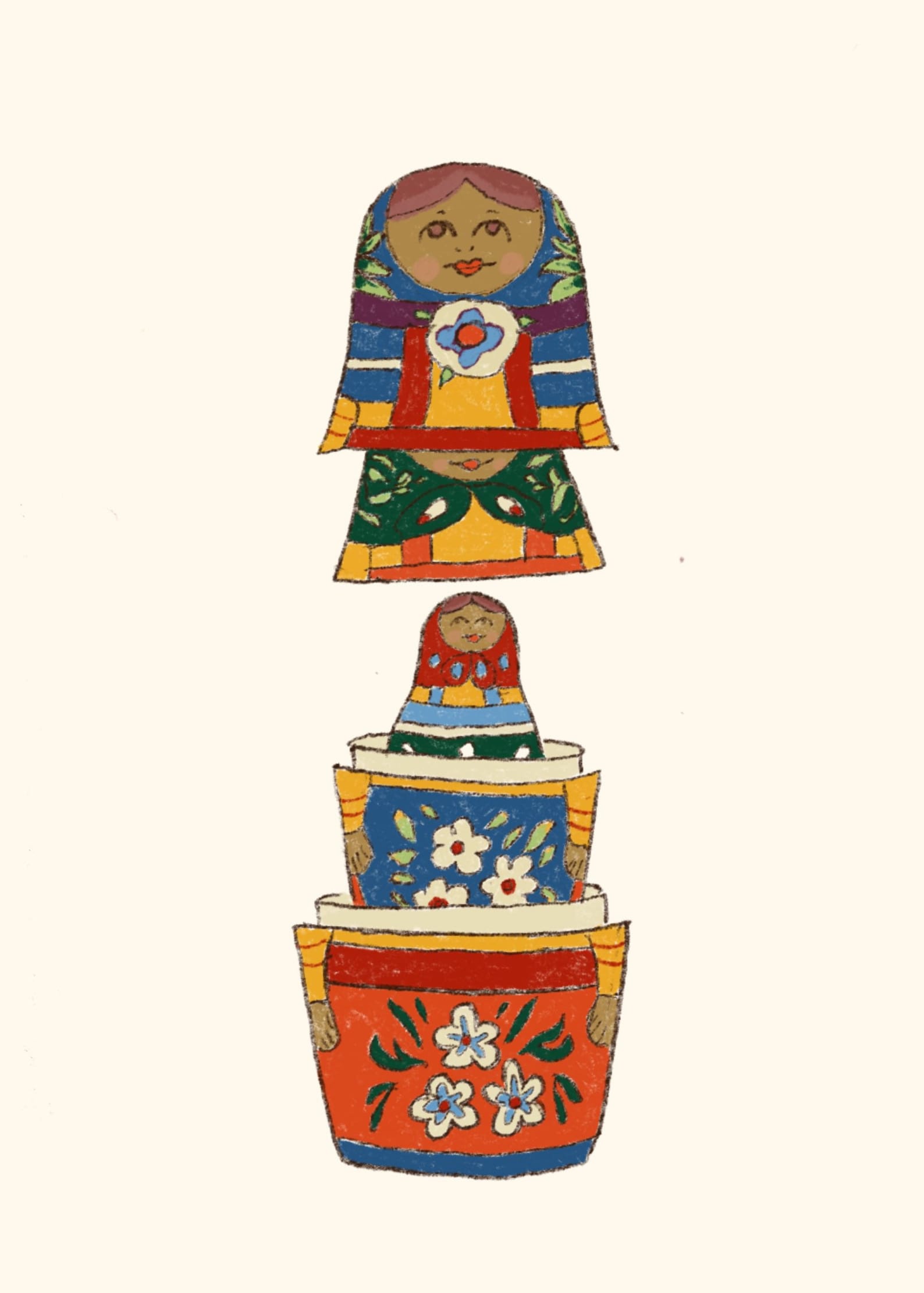 Russian Nesting Dolls | Pencil Drawing | Art Print | Folk Art - Etsy