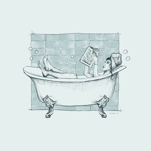 Woman in the Tub | Pencil Drawing | Art Print | Bathroom Art - Etsy