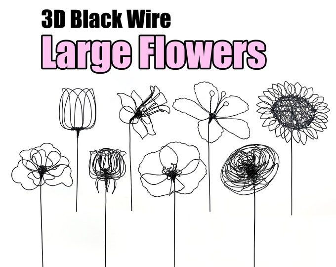 3D Wire Large Flowers / Handmade Delicate & Minimalistic Wire Art ...