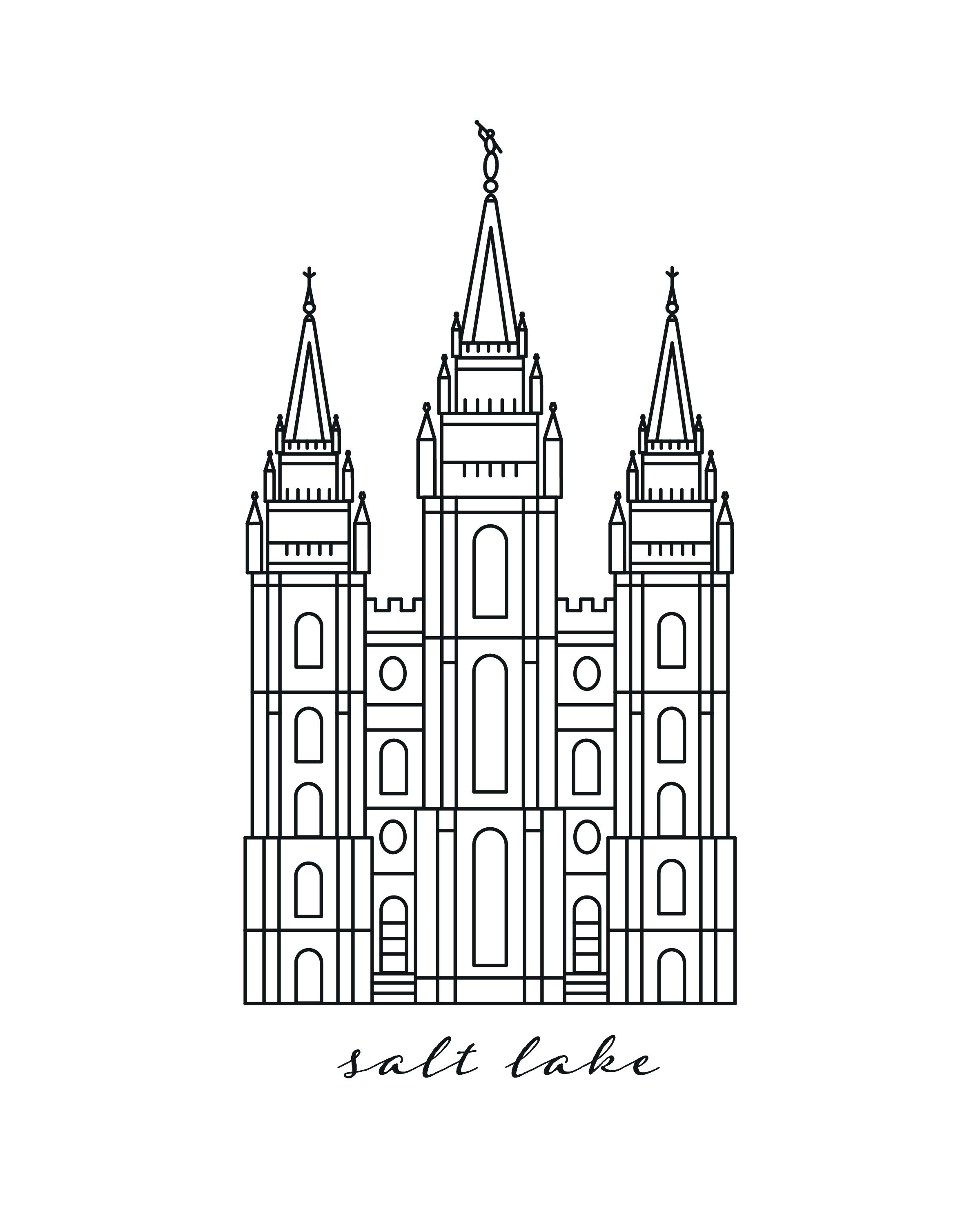 Salt Lake City Utah Temple Print, Line Art, Digital Print - Etsy