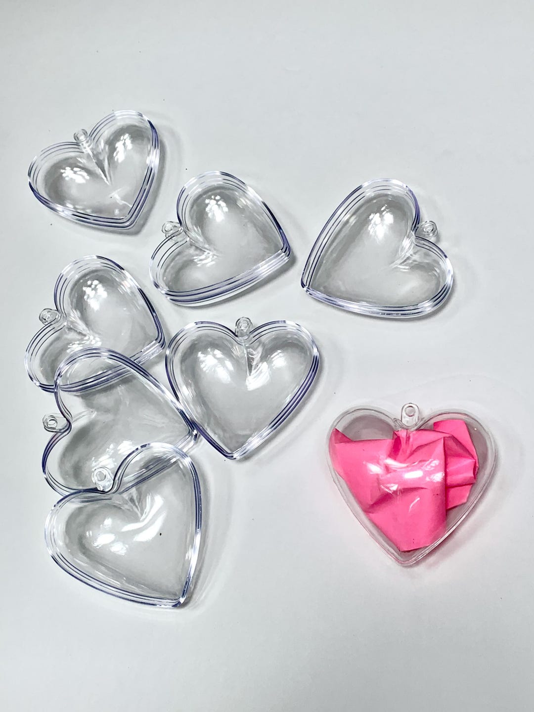 Fillable Plastic Valentine Hearts Clear Snap Together Heart for Candy ...