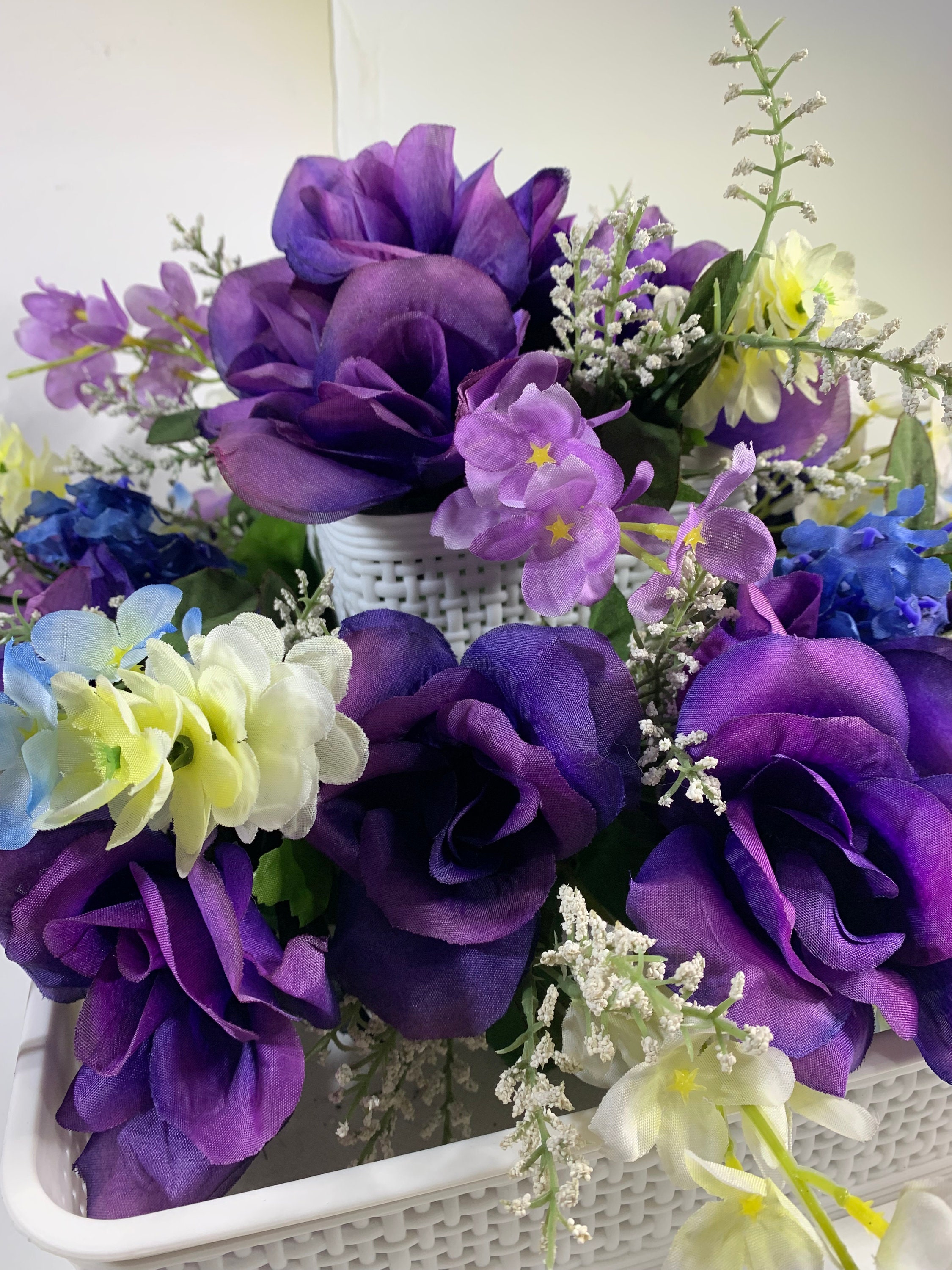 Purple Flower Table Top Arrangement, Floral Arrangement, Centerpiece - Etsy