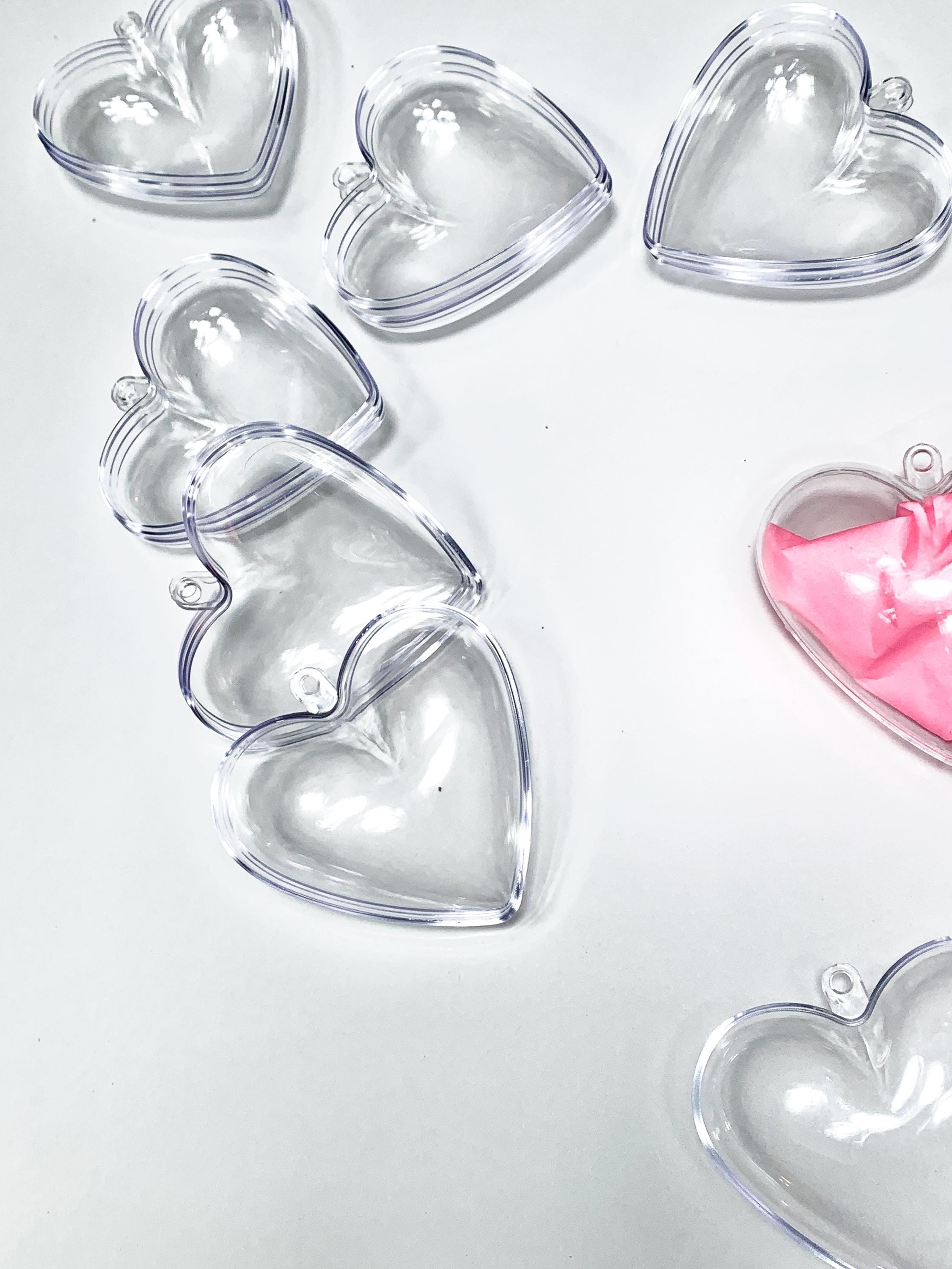 Fillable Plastic Valentine Hearts Clear Snap Together Heart for Candy ...