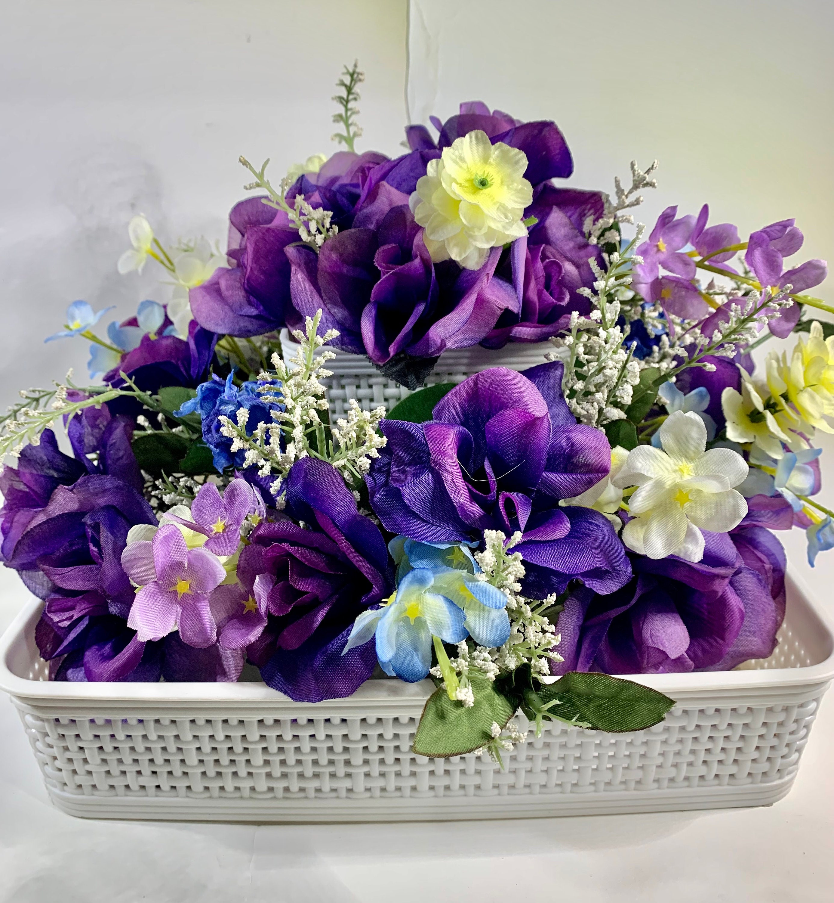 Purple Flower Table Top Arrangement, Floral Arrangement, Centerpiece - Etsy