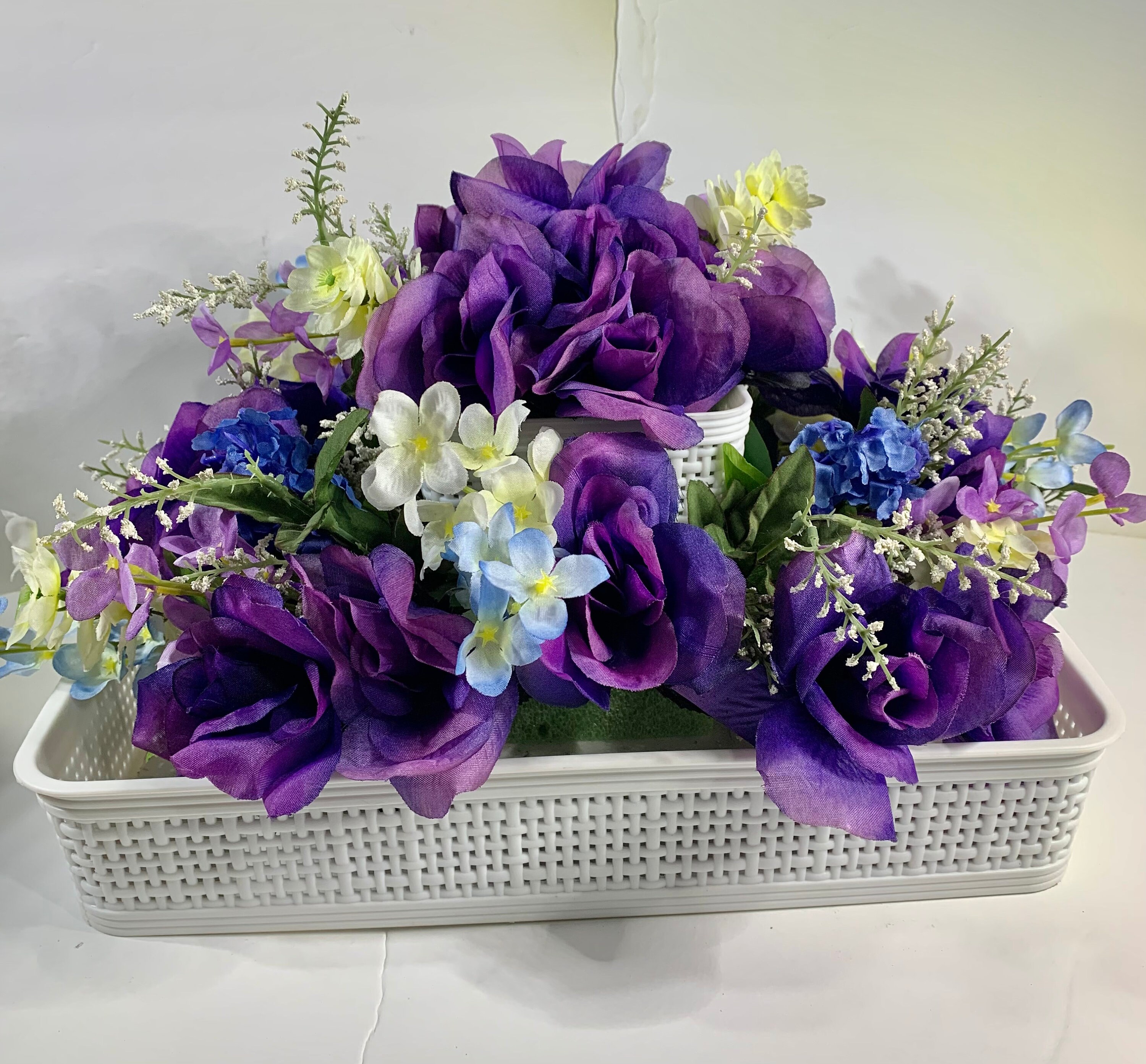 Purple Flower Table Top Arrangement, Floral Arrangement, Centerpiece - Etsy