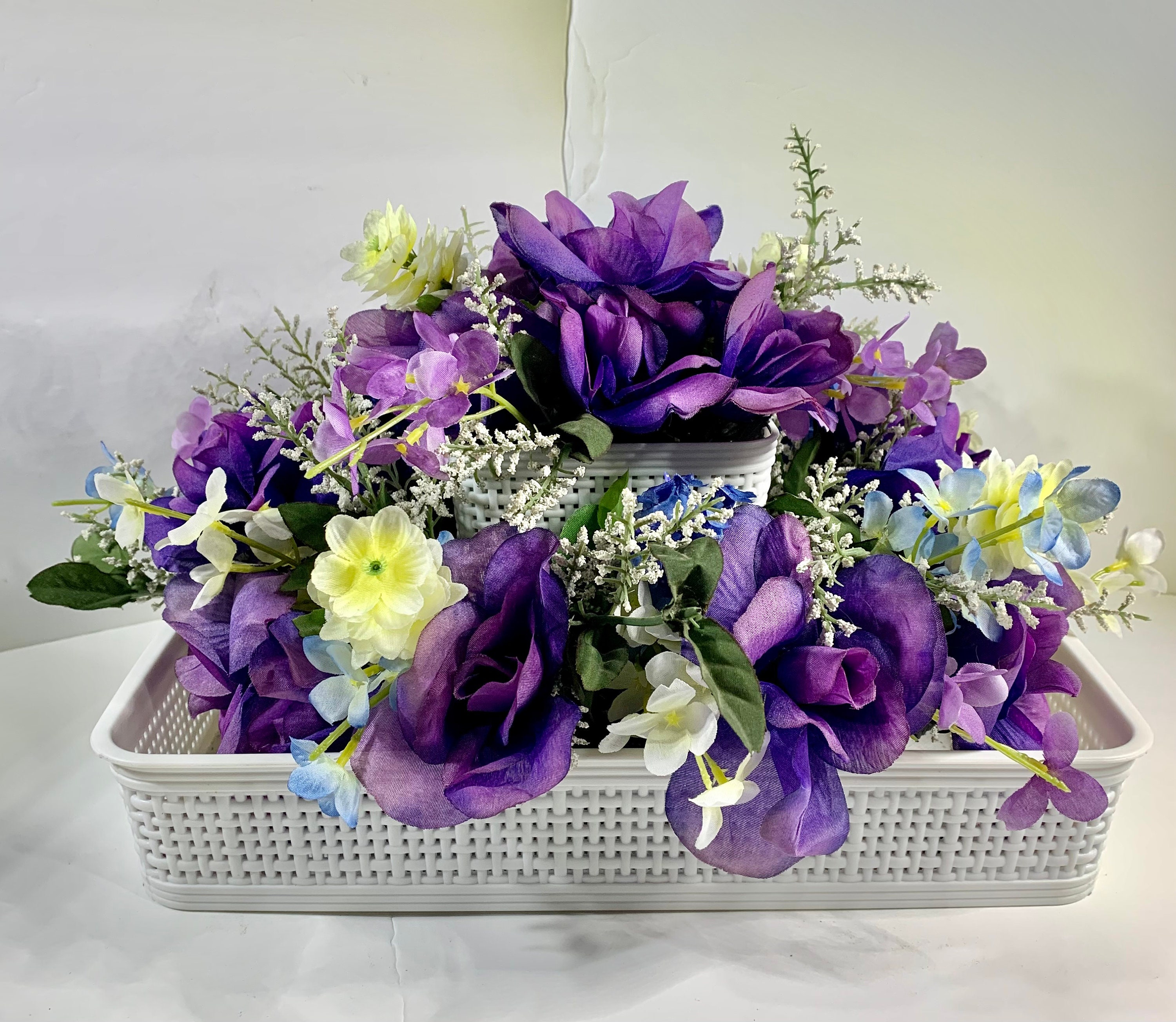 Purple Flower Table Top Arrangement, Floral Arrangement, Centerpiece - Etsy
