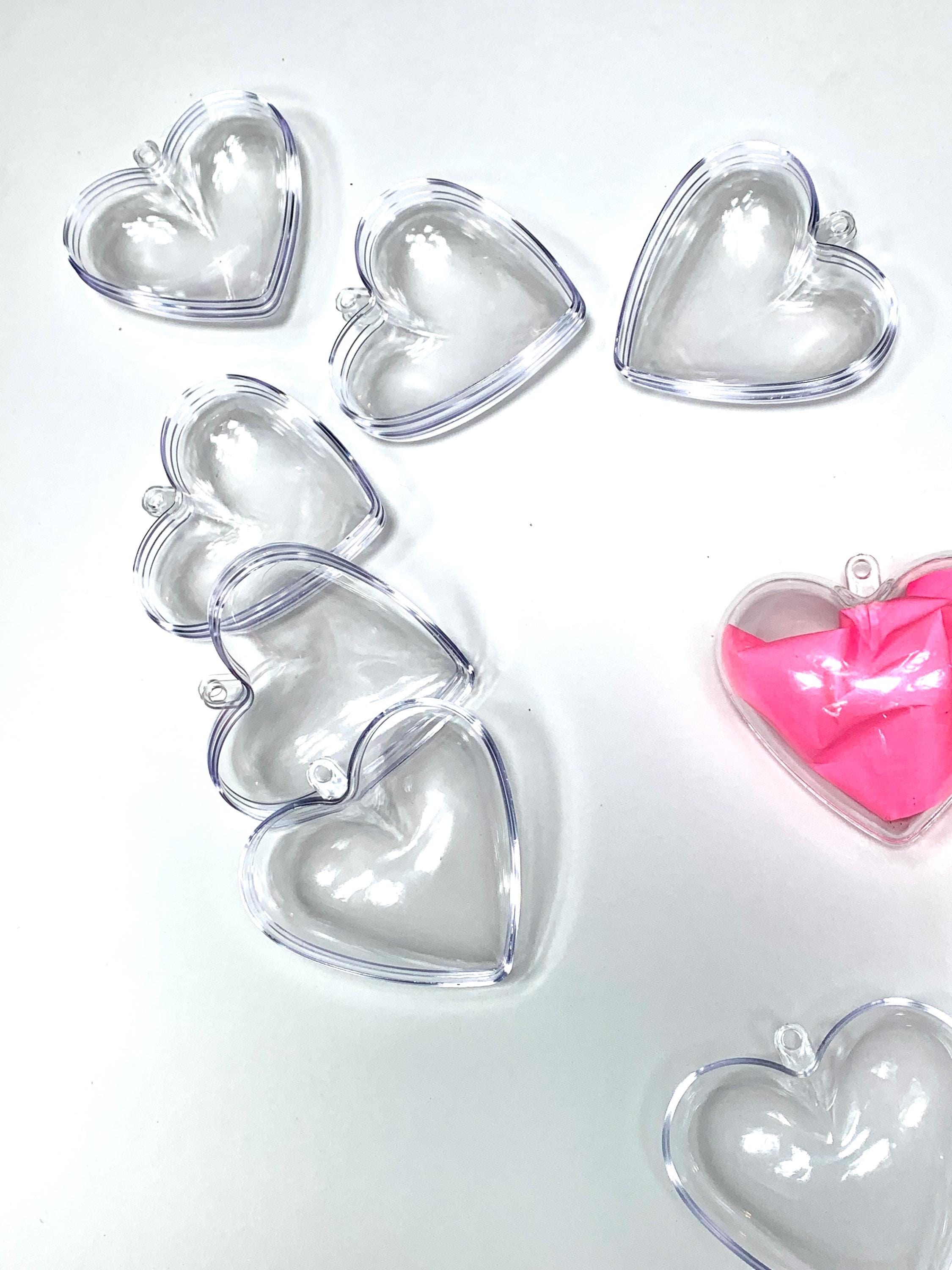 Fillable Plastic Valentine Hearts Clear Snap Together Heart for Candy ...