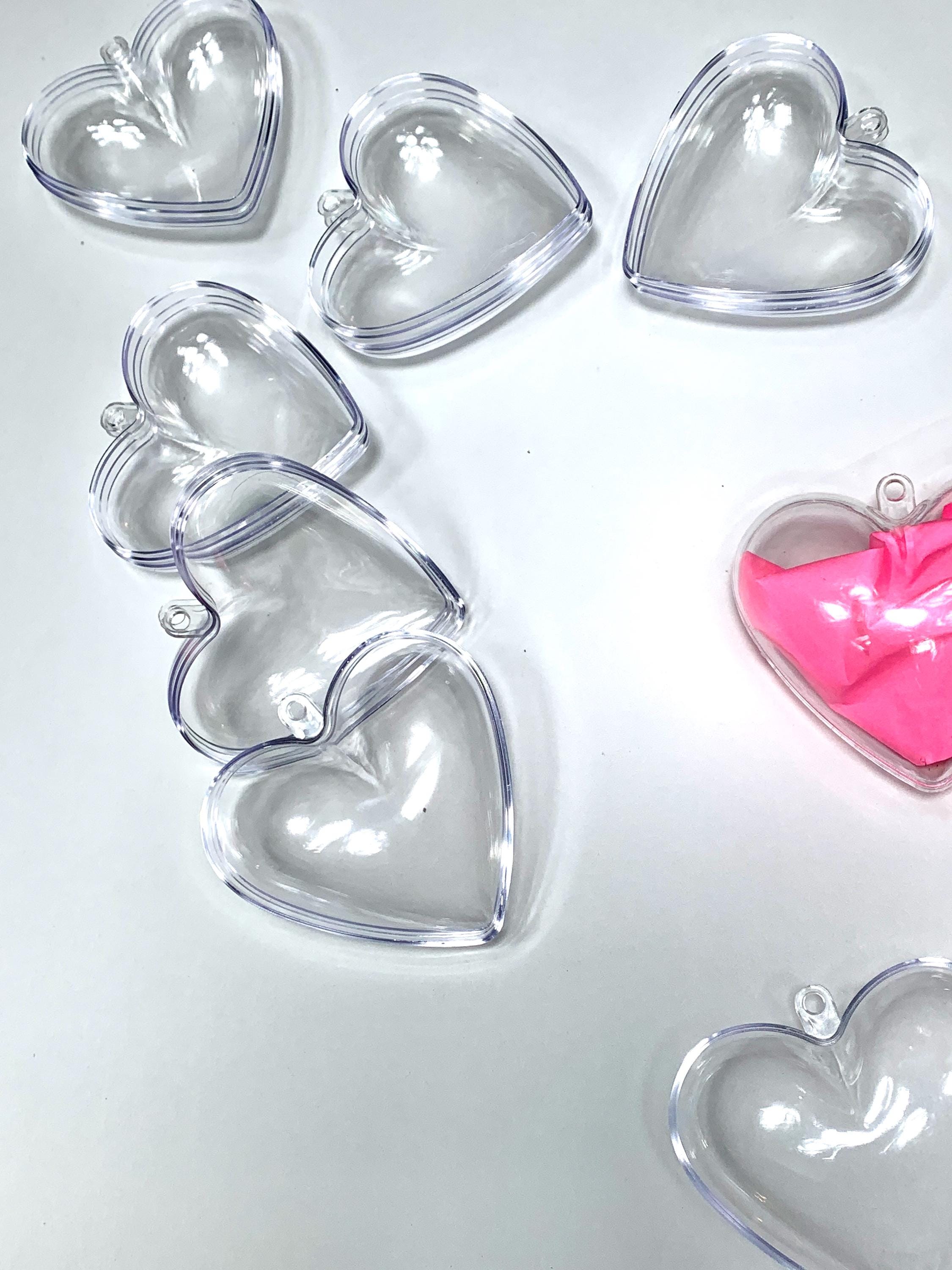 Fillable Plastic Valentine Hearts Clear Snap Together Heart for Candy ...