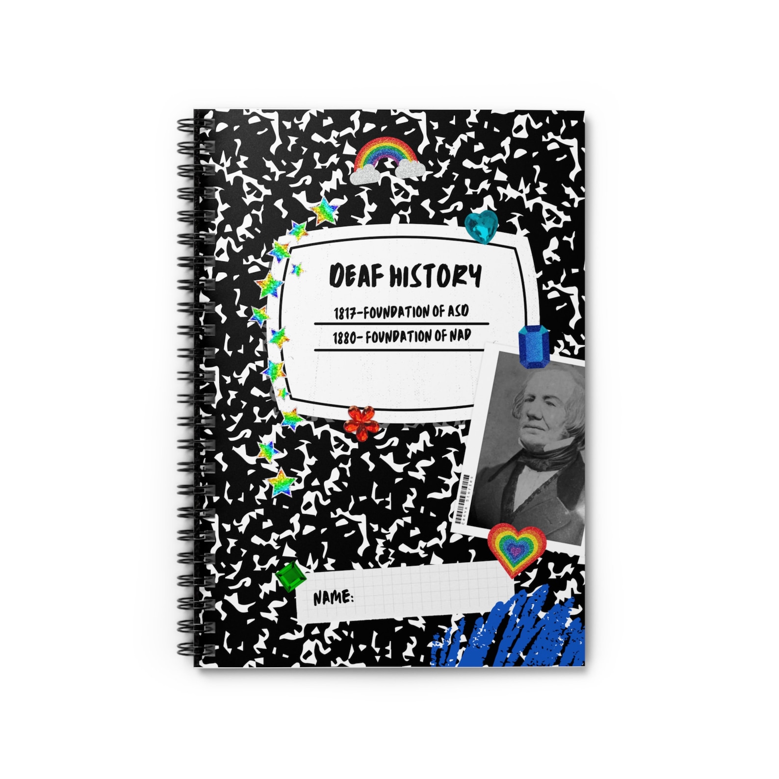 Laurent Clerc ASL History Spiral Notebook Ruled Line - Etsy