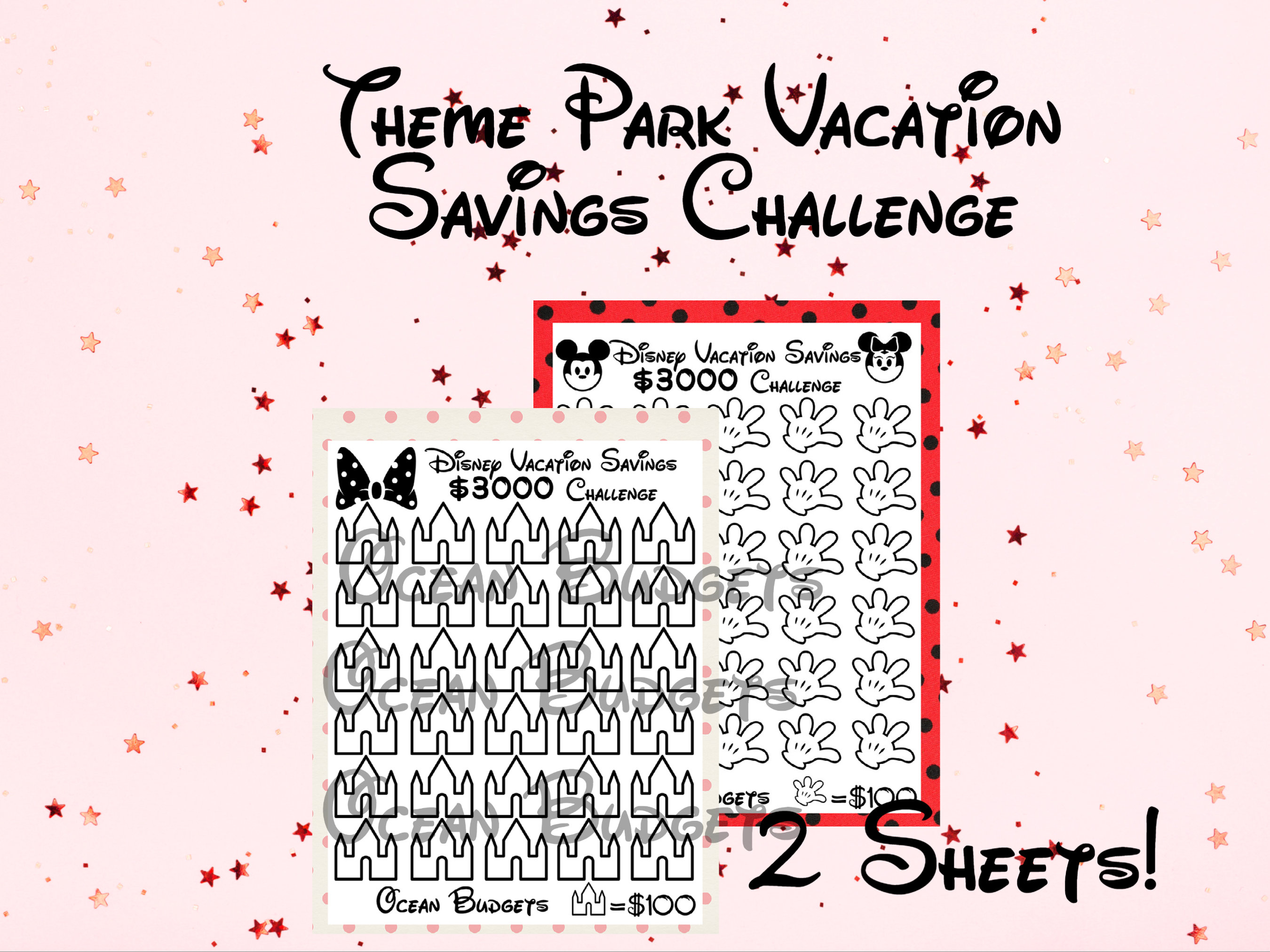 Theme Park Savings Challenge| Money Tracker Sinking Fund for Theme Park ...