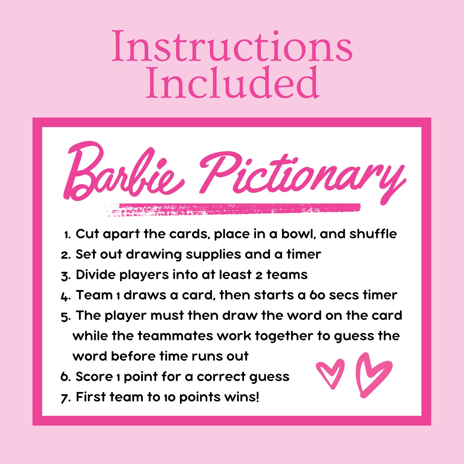 Barb Doll Pictionary // Lets Party Game // Pink Birthday Party Game ...
