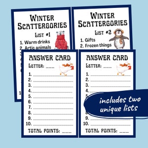 Winter Scattergories // Printable Party Game // Christmas Game ...