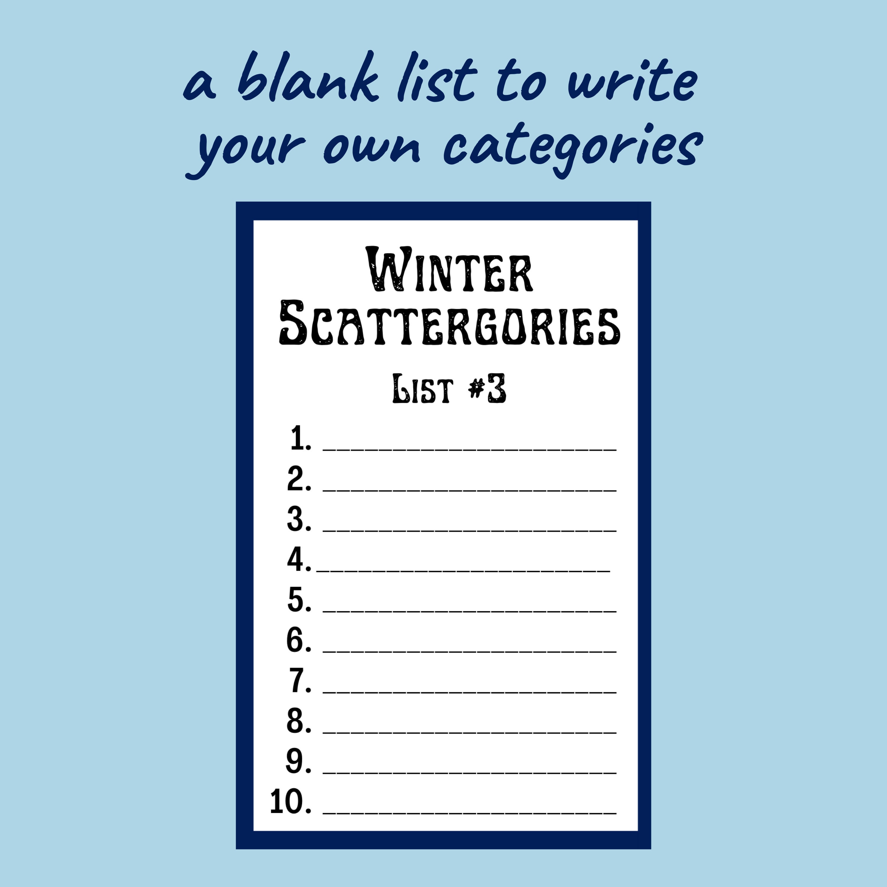 Winter Scattergories // Printable Party Game // Christmas Game - Etsy