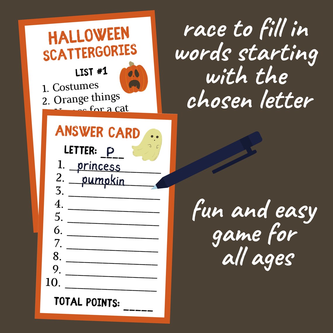 Halloween Scattergories // Printable Party Game // Family Game - Etsy