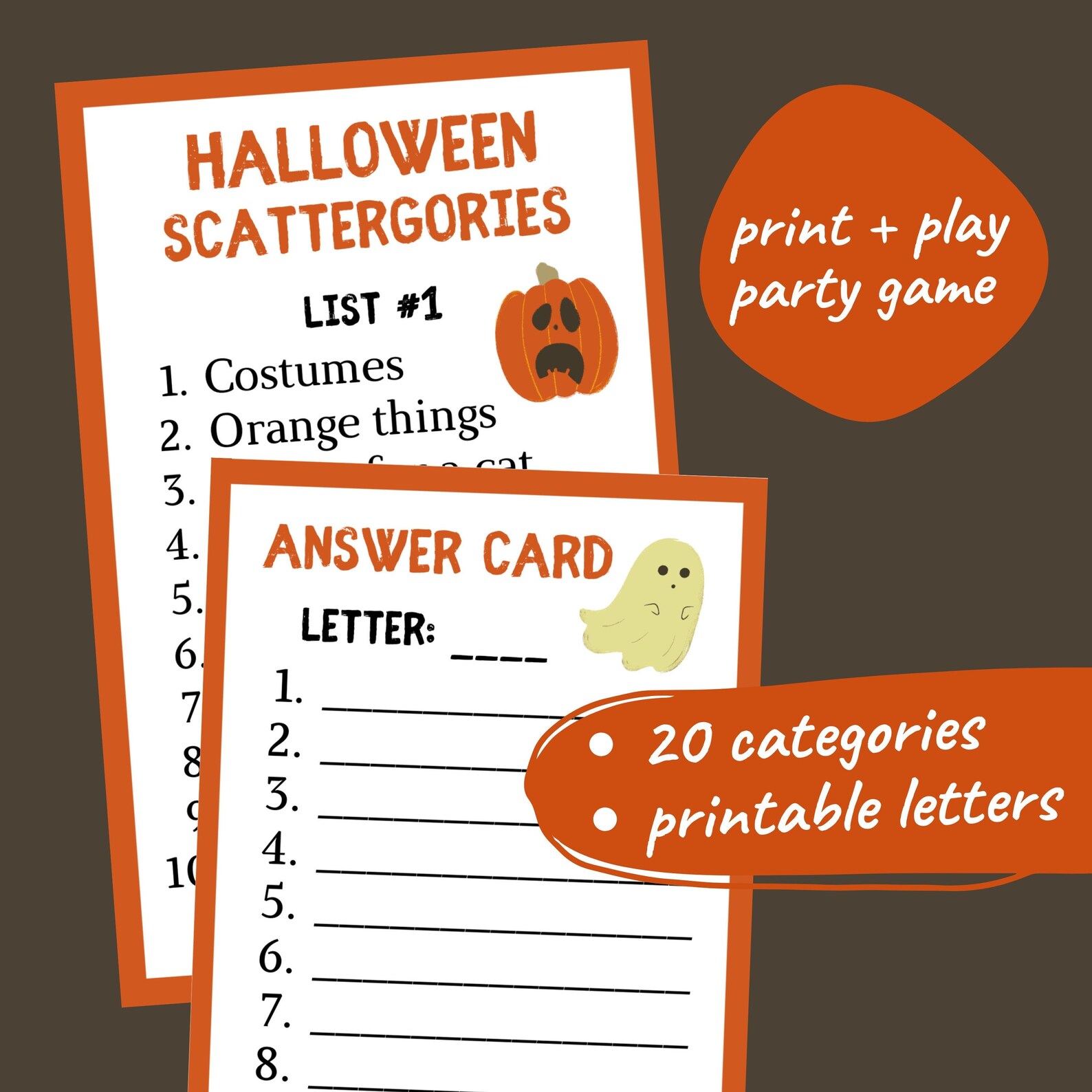 Halloween Scattergories // Printable Party Game // Family Game - Etsy