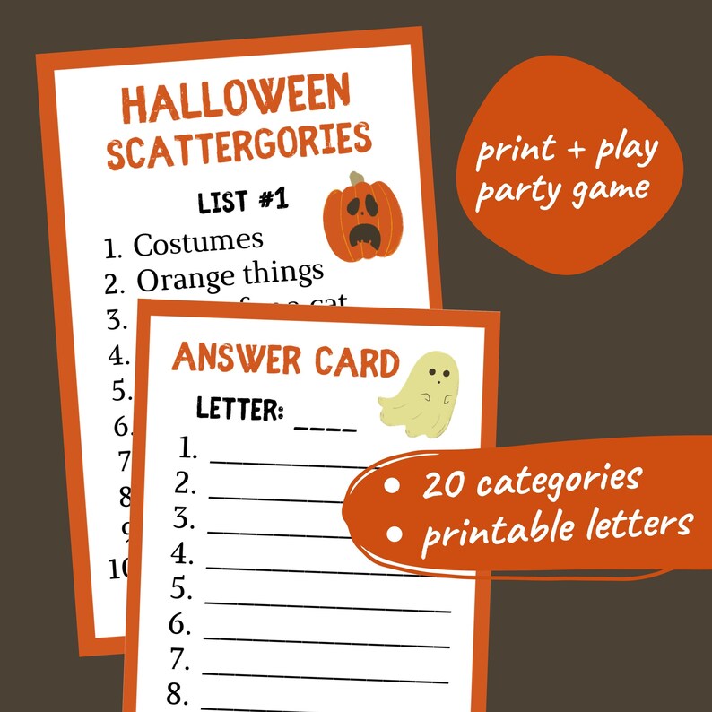 Halloween Scattergories // Printable Party Game // Family Game - Etsy