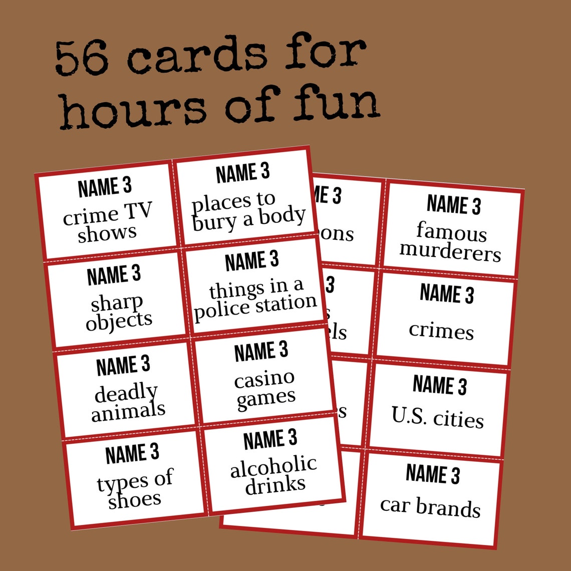 True Crime Junkie 5 Seconds Game // Printable Party Game // - Etsy