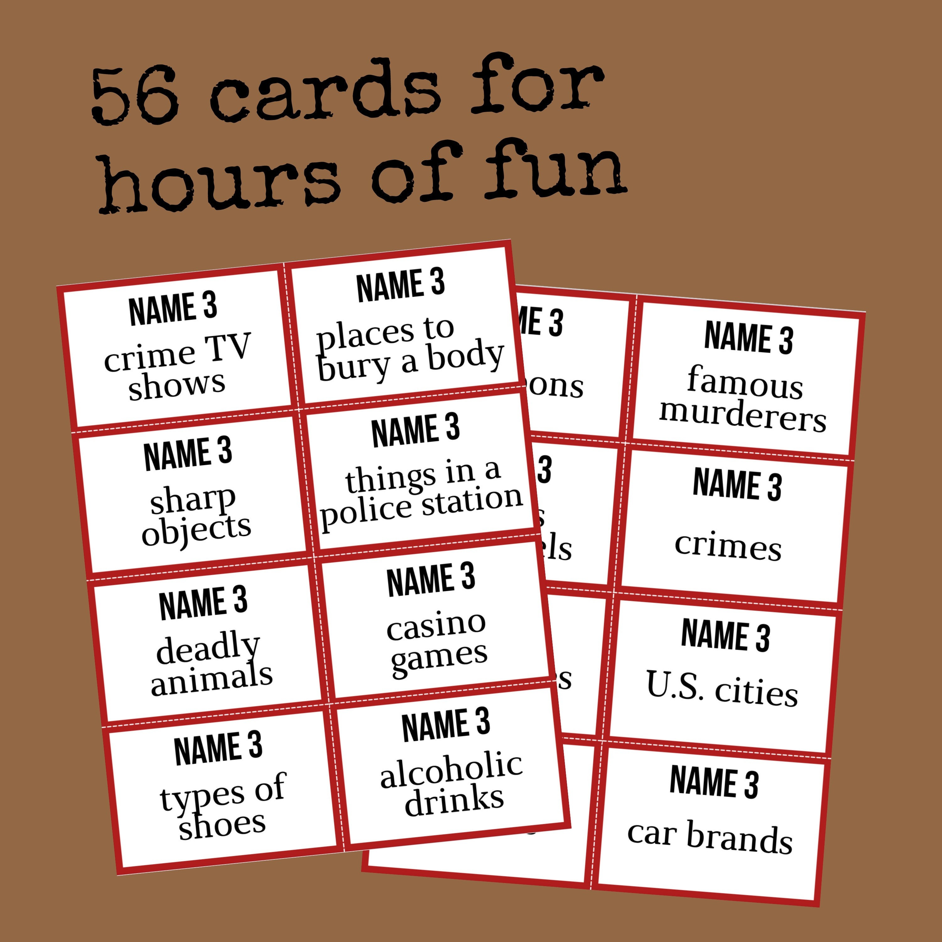 True Crime Junkie 5 Seconds Game // Printable Party Game // Crime ...