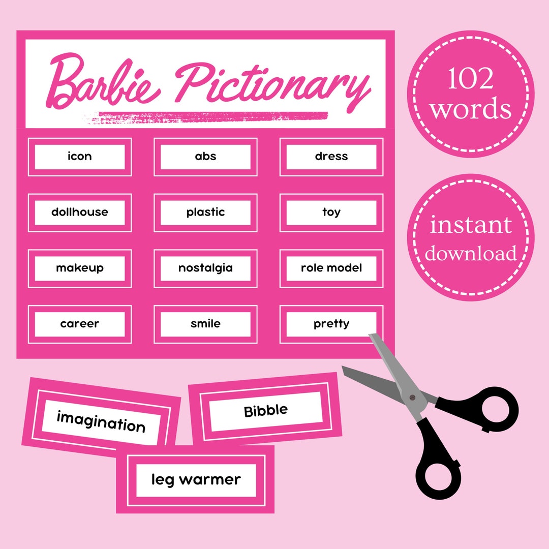 Barb Doll Pictionary // Lets Party Game // Pink Birthday Party Game ...