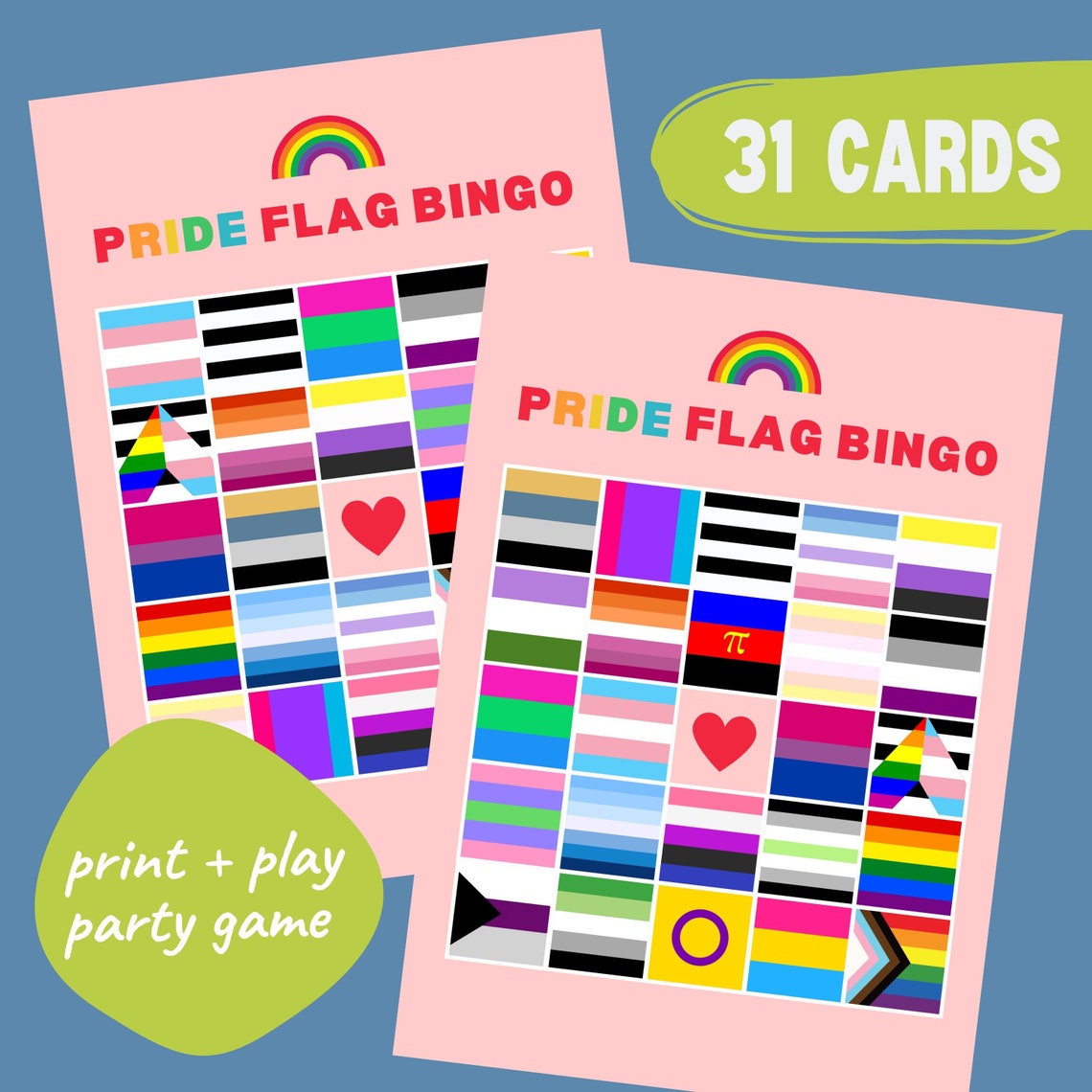 Pride Flag BINGO Printable Party Game LGBTQIA // BINGO Cards - Etsy