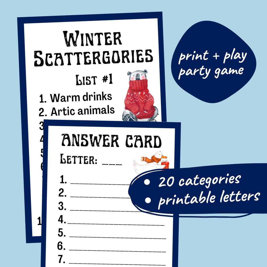 Winter Scattergories // Printable Party Game // Christmas Game ...