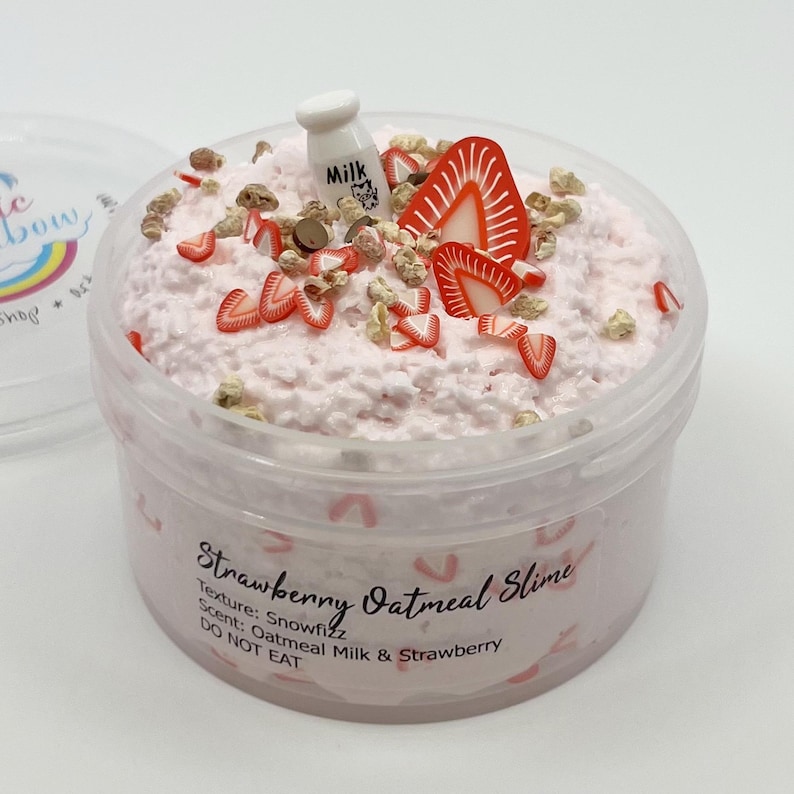 Strawberry Oatmeal Snowfizz Slime - 7oz Crunchy Slime - Etsy