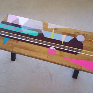 Colorful Abstract Vibrant Epoxy Resin Bench,unusual Pop Art Retro ...