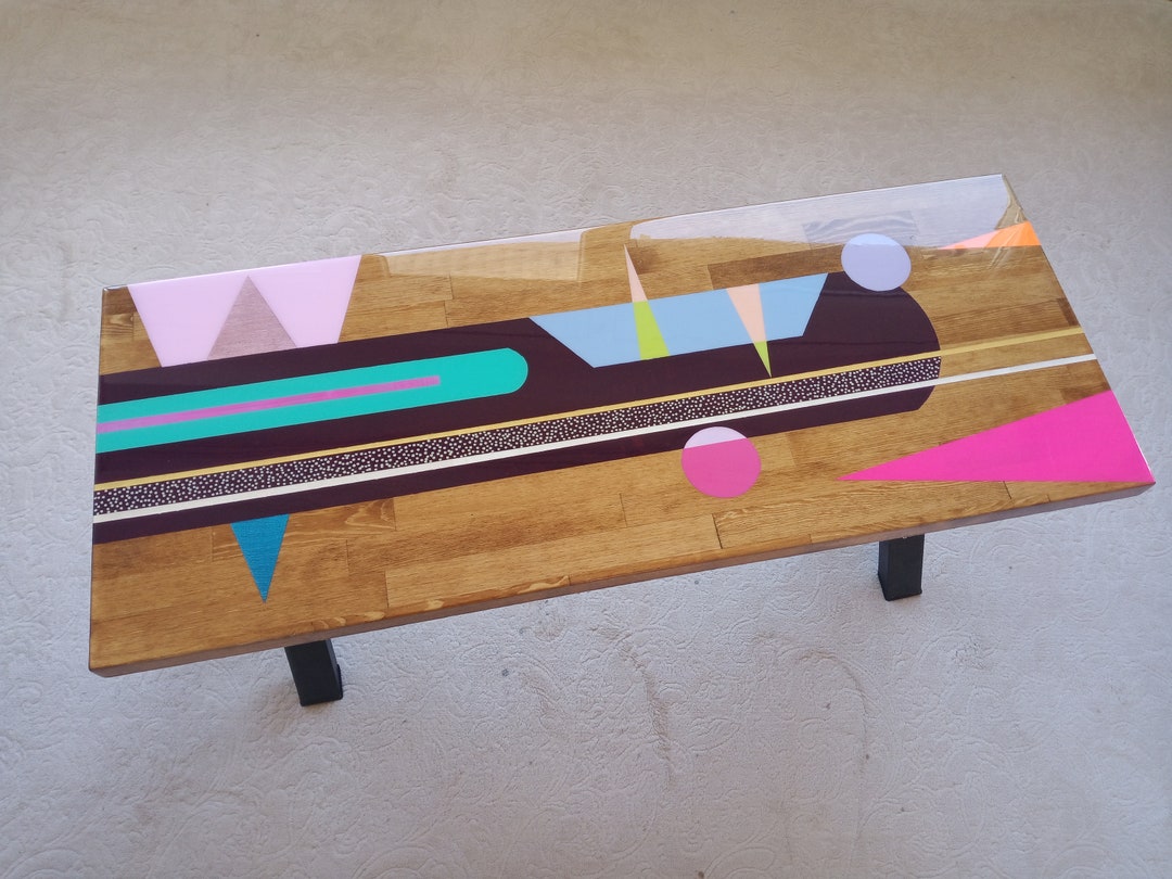 Colorful Abstract Vibrant Epoxy Resin Bench,unusual Pop Art Retro ...