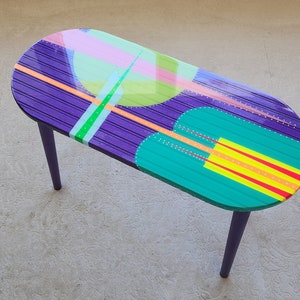 Unusual Oval Purple Funky Colorful Side Resin Coffee Table, Maximalist ...