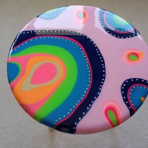 Vibrant Funky Groovy Epoxy Resin Side End Tables,colorful Rainbow Retro ...